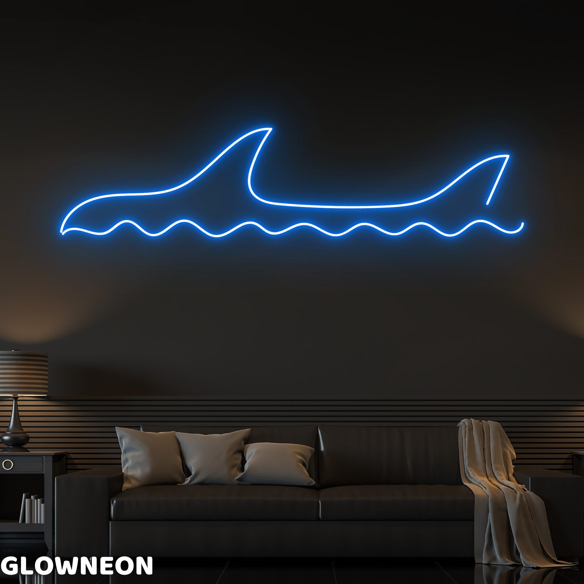 Glowneon Shark Fin Neon Sign, Minimalist Shark Led Sign Bedroom Decor ...