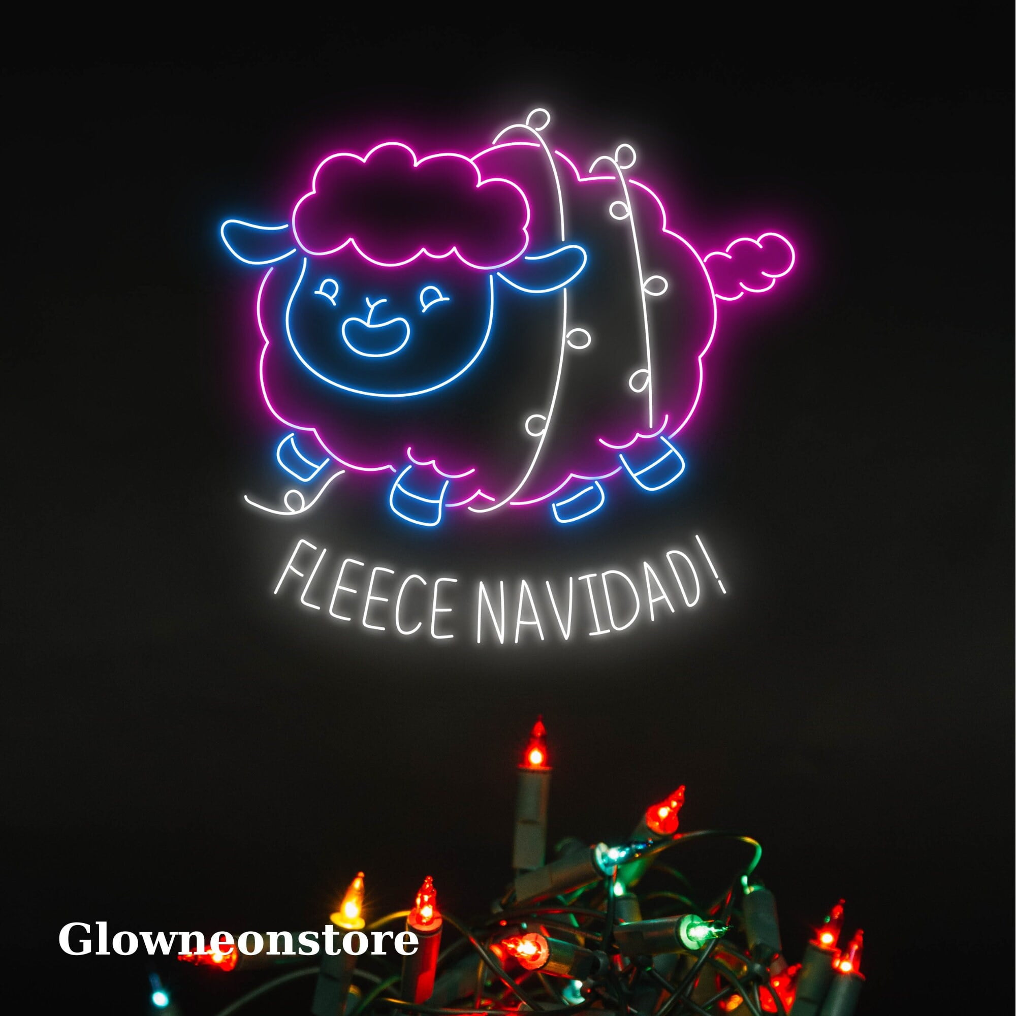 Glowneon Sheep Fleece Navidad Neon Sign, Sheep Christmas Led Light ...