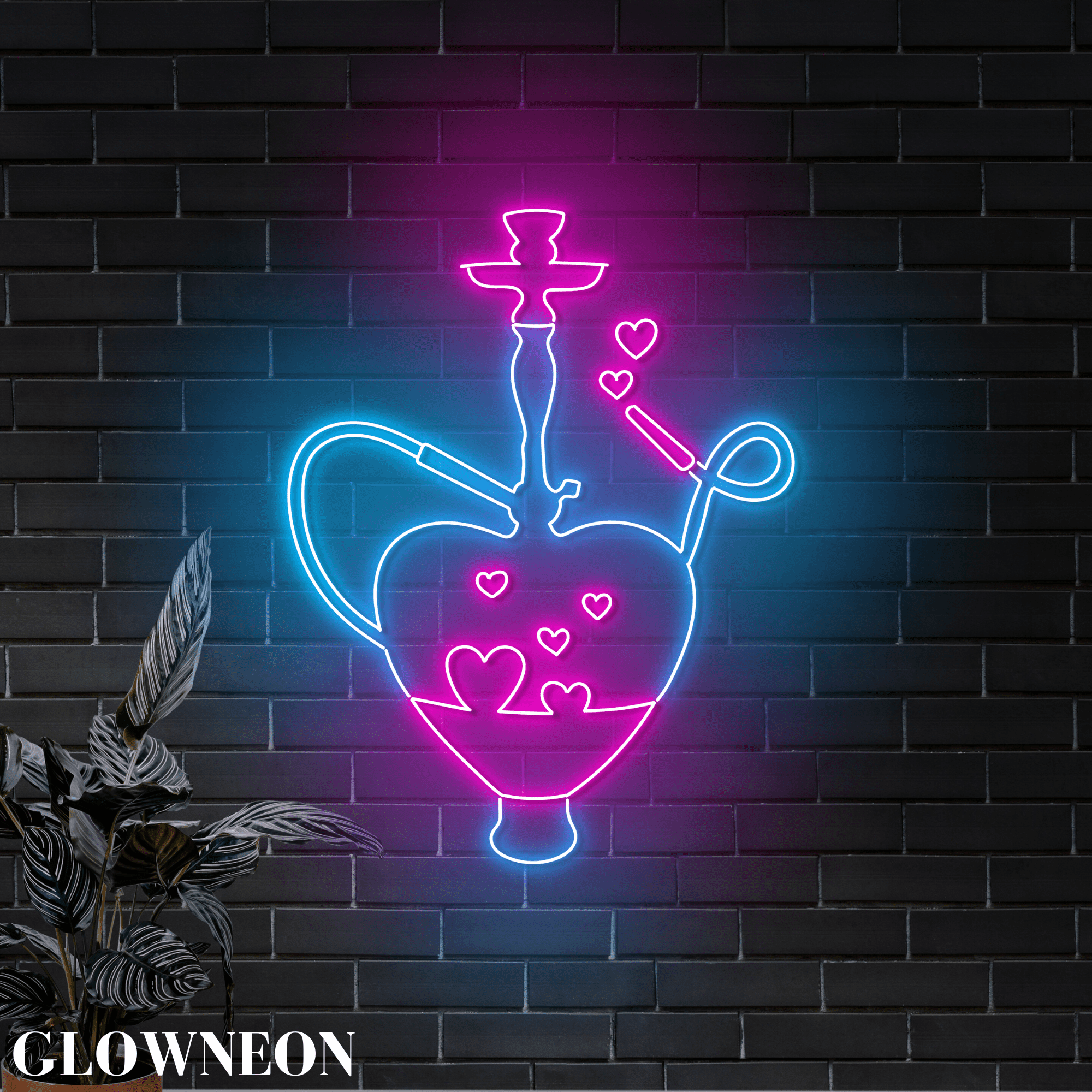 Glowneon Shisha Heart Led Wall Art, Shisha Home Bar Neon Wall Decor ...