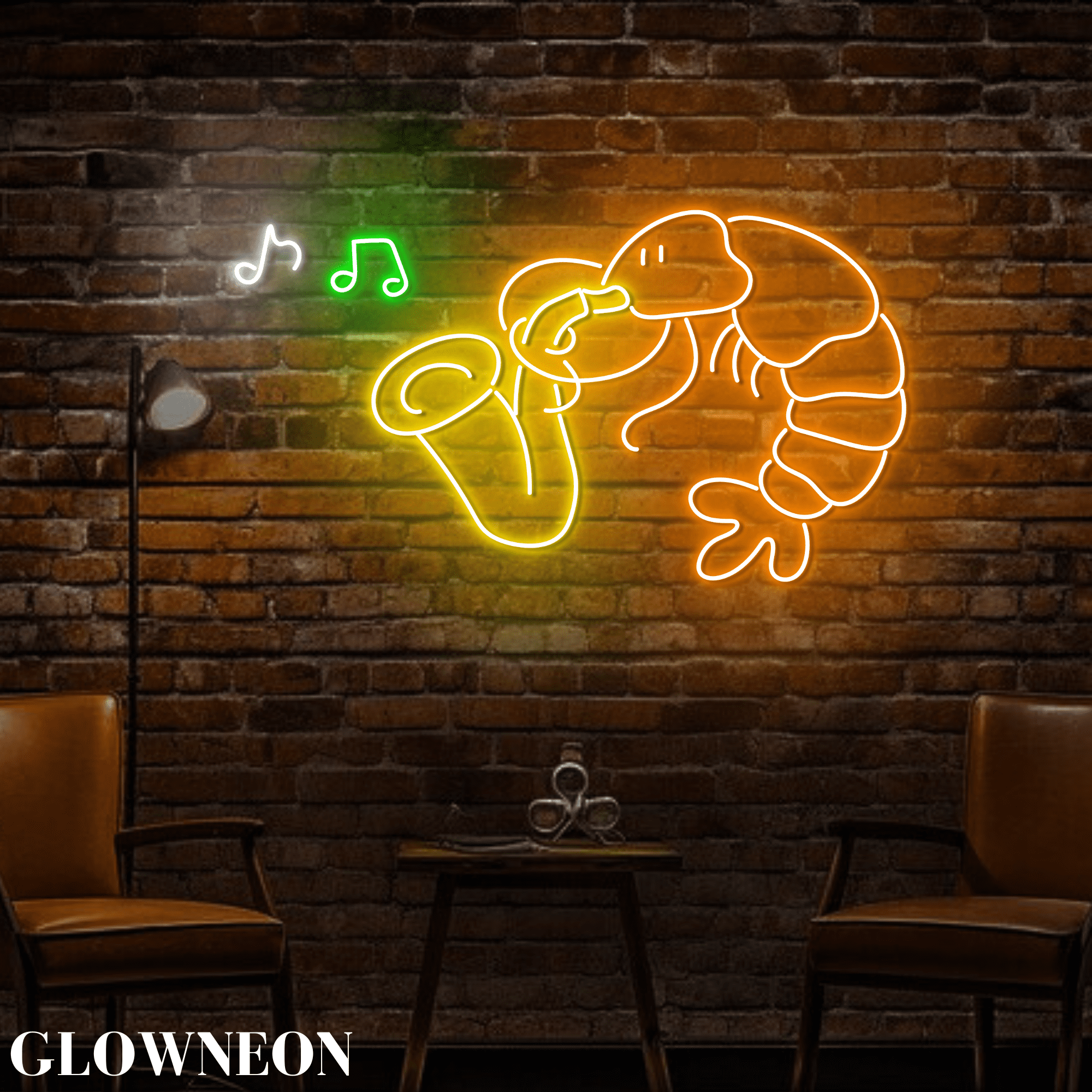 Glowneon Shrimp Musician Wall Art, Shrimp Seafood Restaurant Led Sign ...