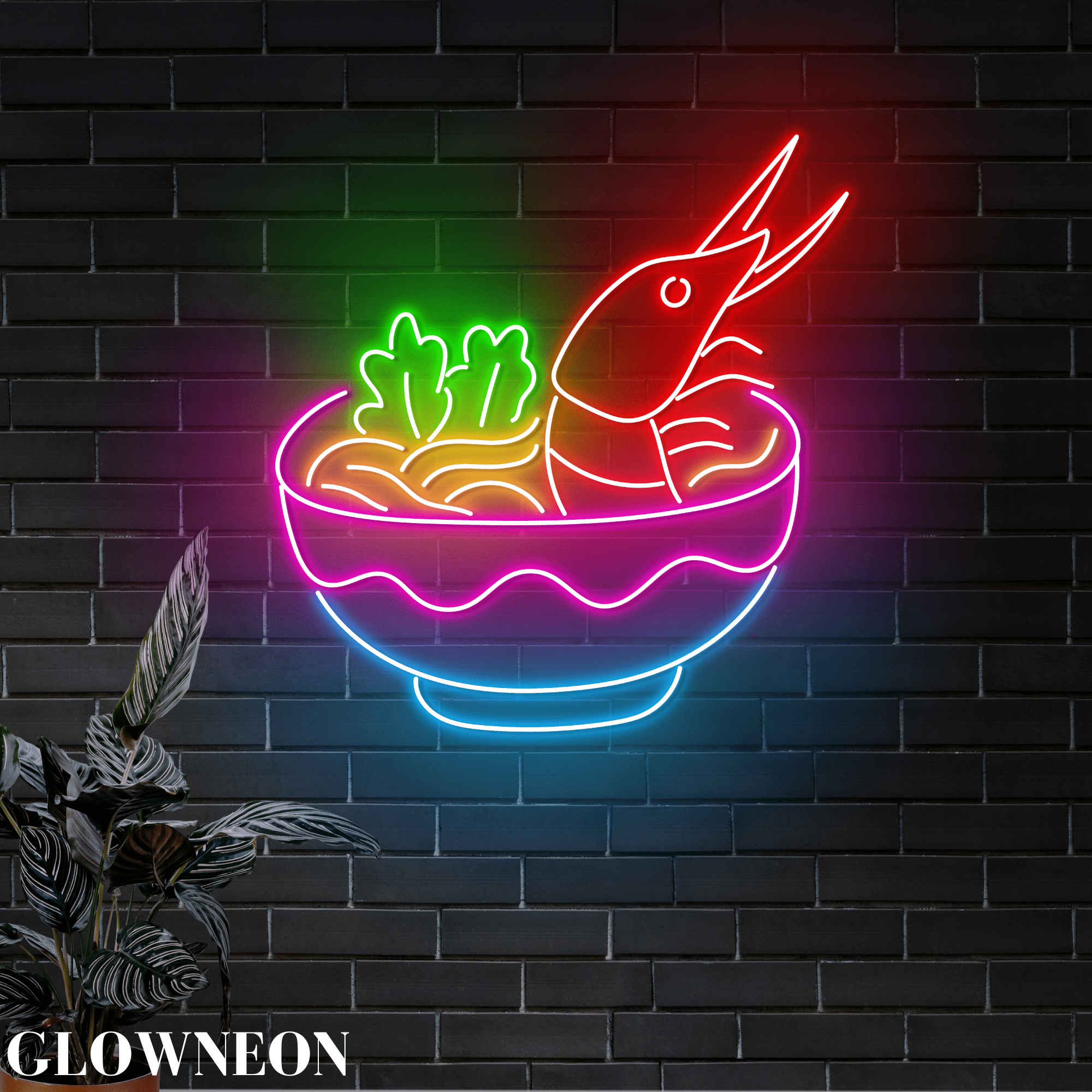 Glowneon Shrimp Thai Tom Yum Led Sign, Thai Restaurant Neon Wall Art ...