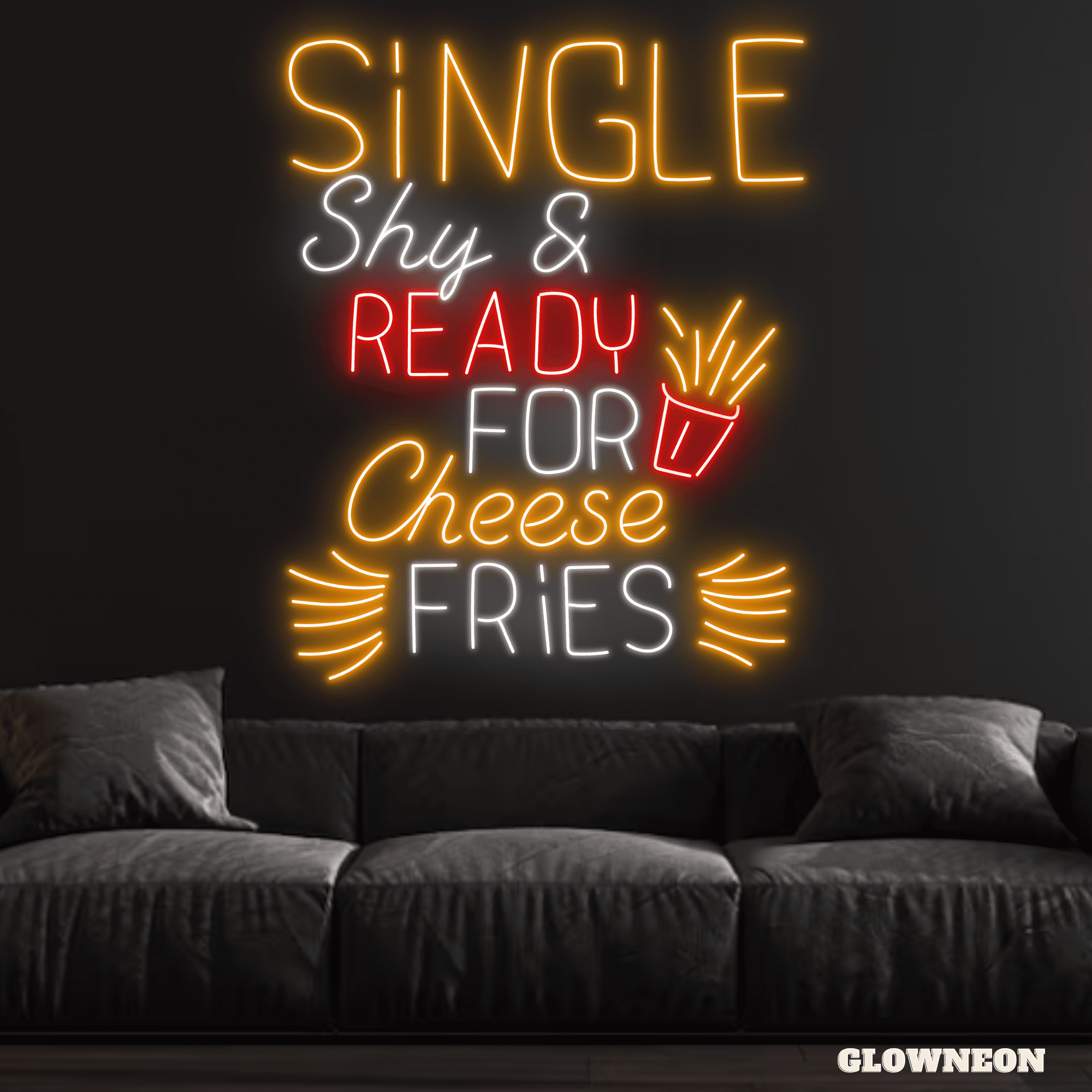 Glowneon Single Shy & Ready For Cheese Fries Neon Sign, Fast Food Art ...