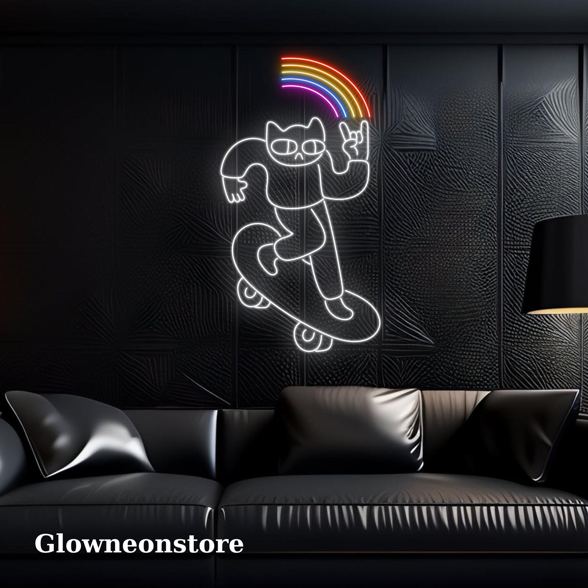 Glowneon Skateboard Rainbow Neon Sign, Skateboard Rainbow Led Light ...