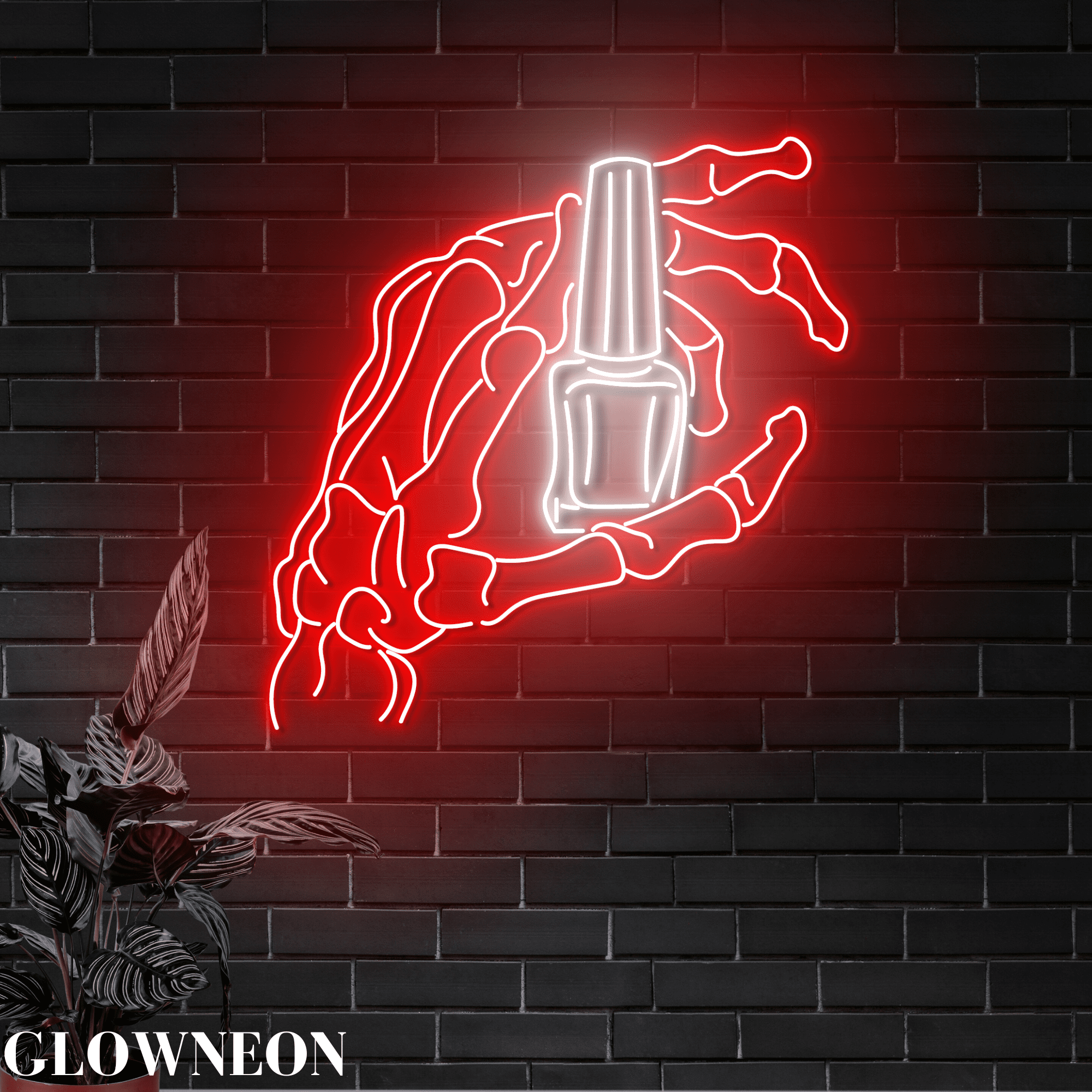 Glowneon Skeleton Hand Nail Led Sign, Open Nail Salon Wall Neon Decor ...