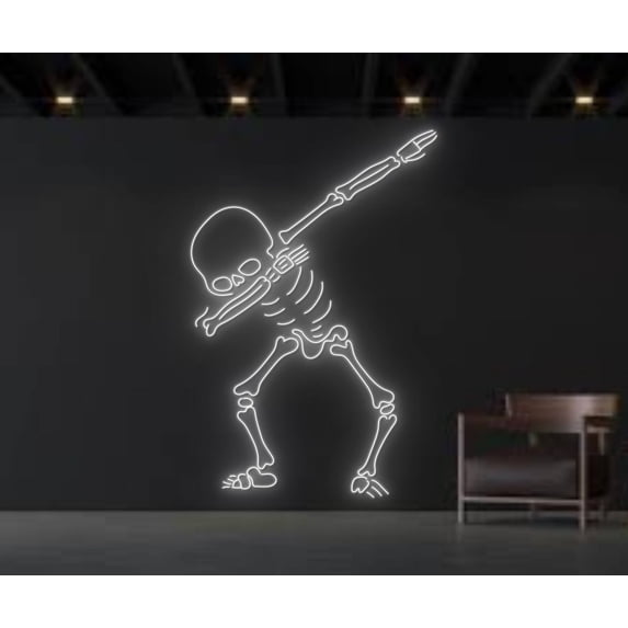 Glowneon Skeleton Skull Neon Sign, Halloween Party Wall LED Decor ...