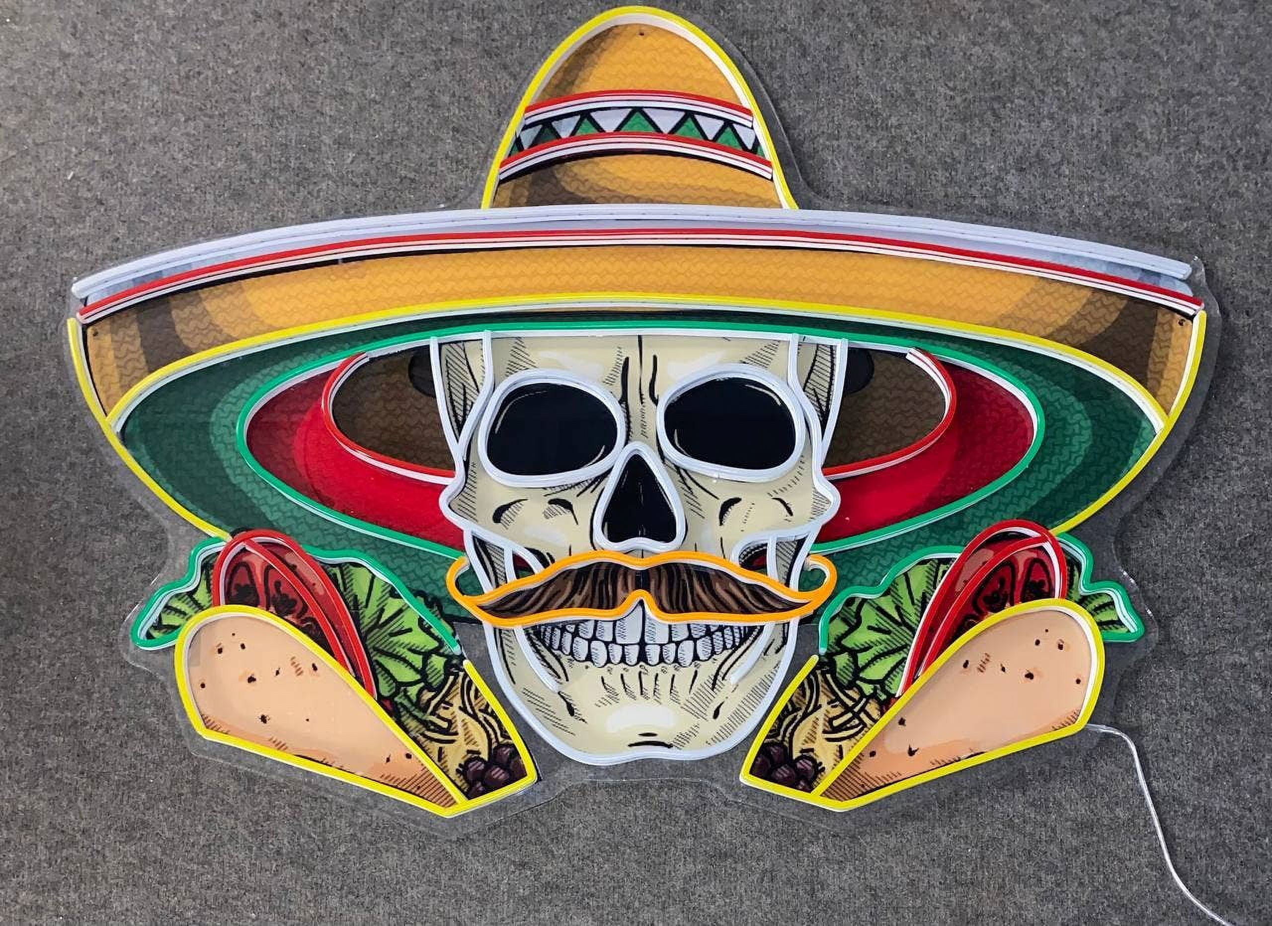 Glowneon Skull And Tacos Acrylic Neon Signs, Mexican Restaurant Decor ...