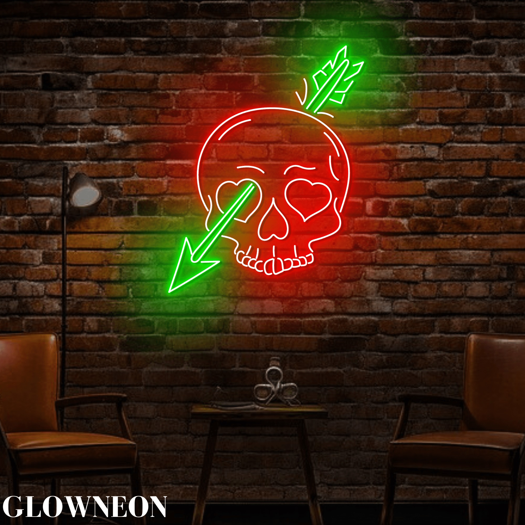Glowneon Skull Arrow Wall Led Light, Skull Neon Light, Halloween Sign ...