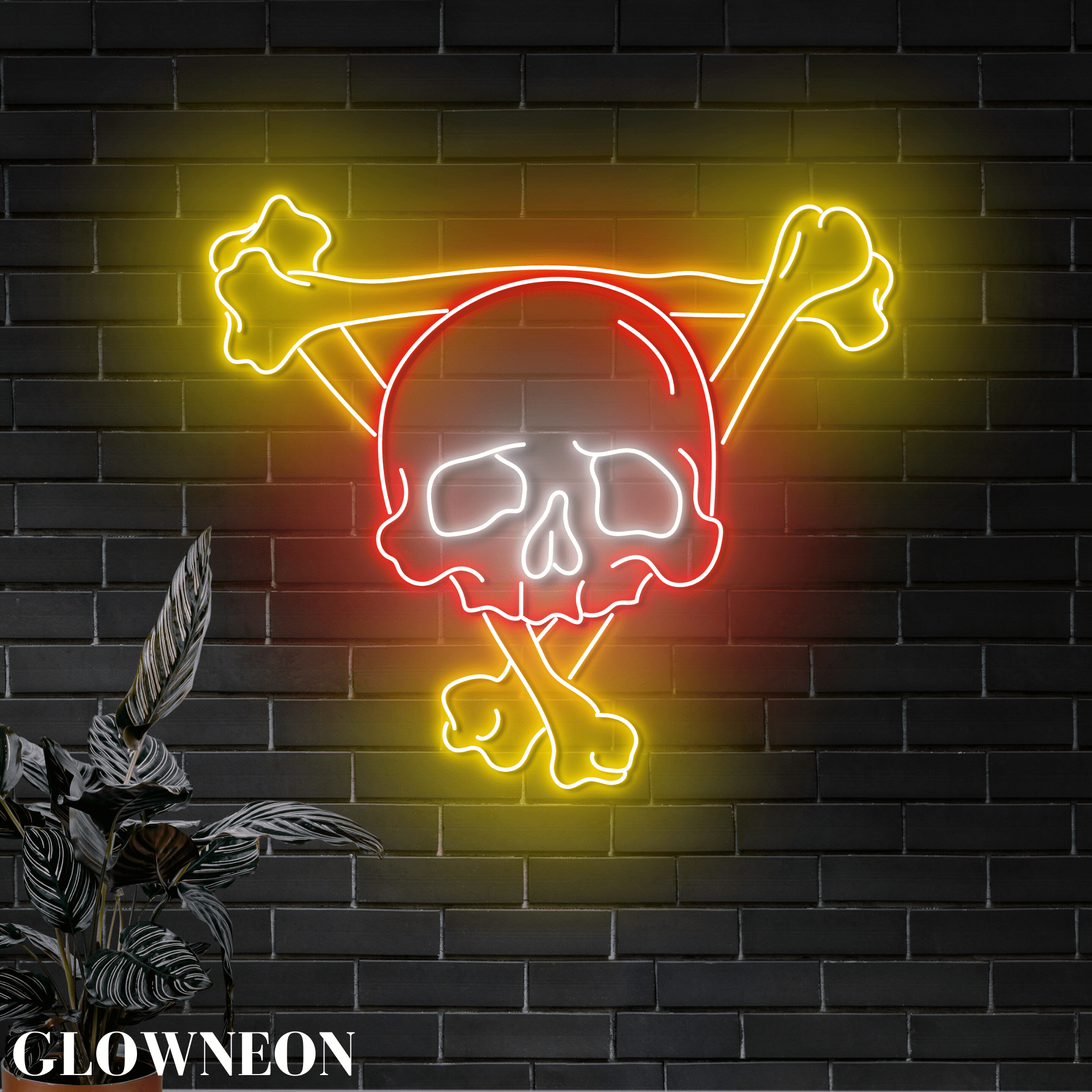 Glowneon Skull Bone Neon Sign, Skeleton Led Wall Art, Home Bar Decor ...