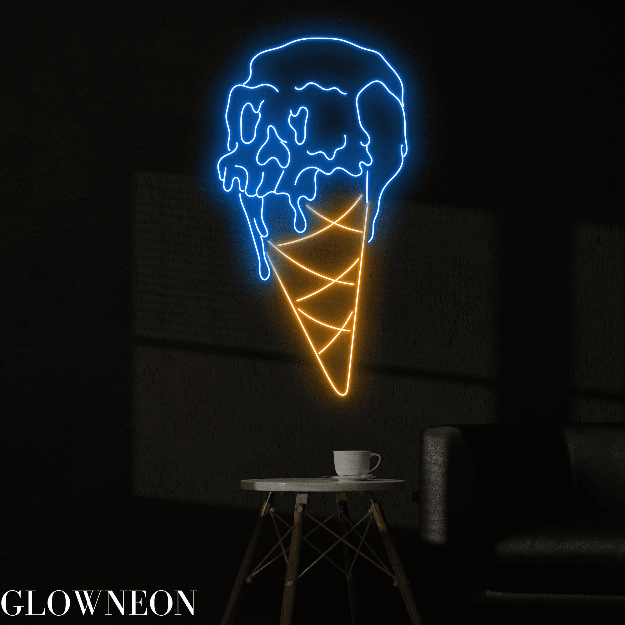 Glowneon Skull Ice Cream Neon Sign, Ice Cream Led Sign, Ice Cream Art ...