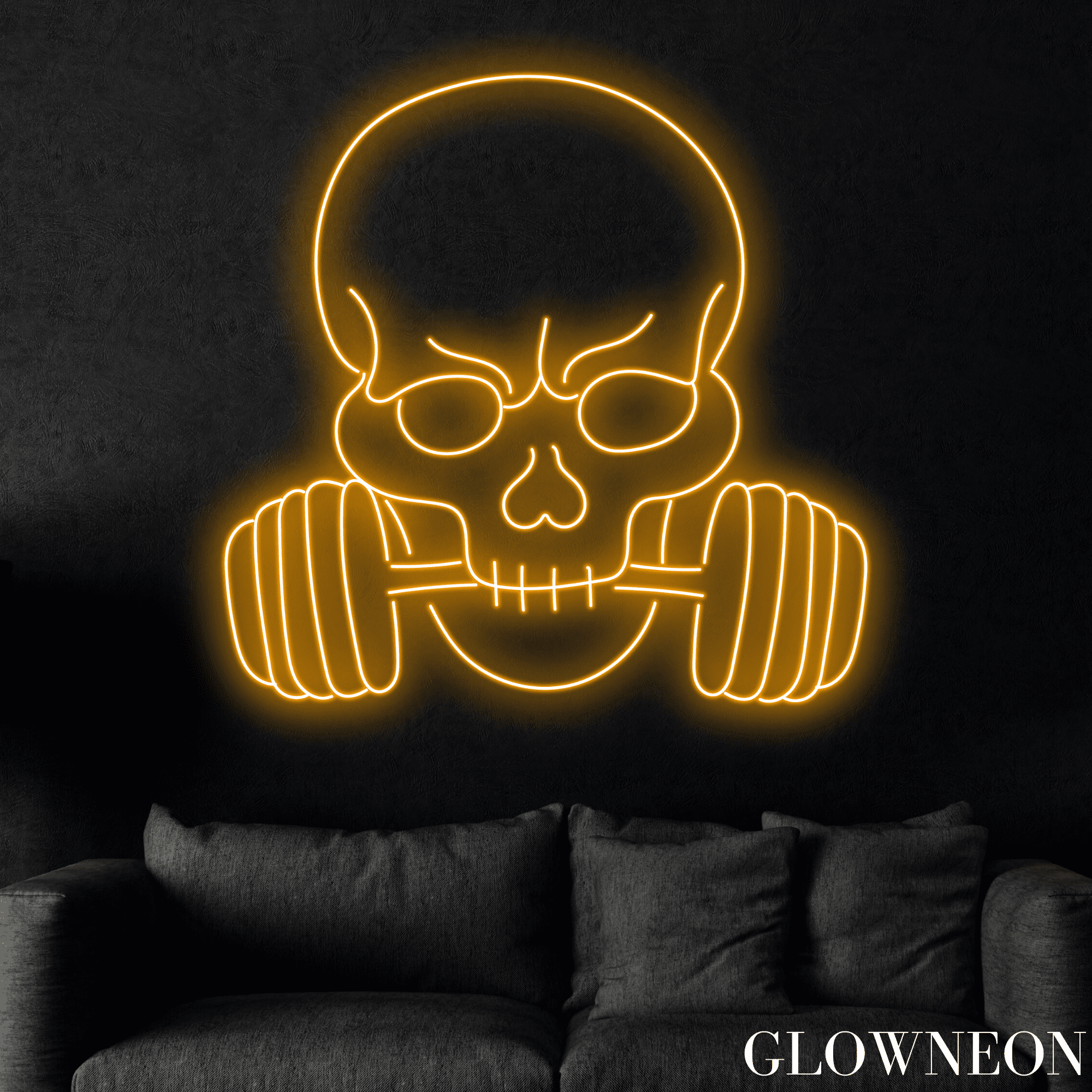 Glowneon Skull Lifting Neon Sign, Fitness Room Led Sign, Gymmer Gift ...