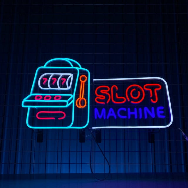 Glowneon Slot Machine Neon Sign, Game Arcade Store Signboard Decor ...