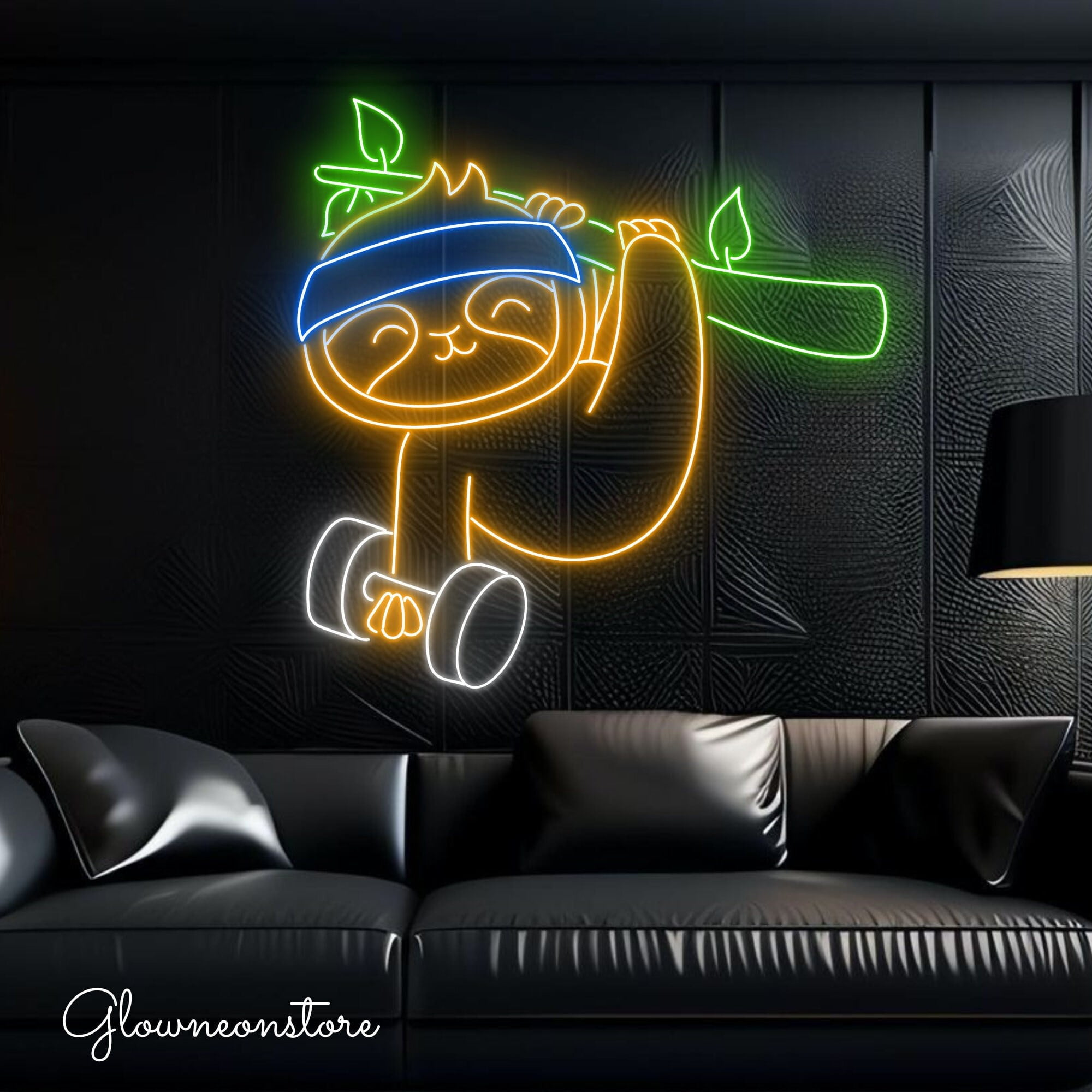 Glowneon Sloths Weightlifting Neon Sign, Sloths Weightlifting Led Sign ...