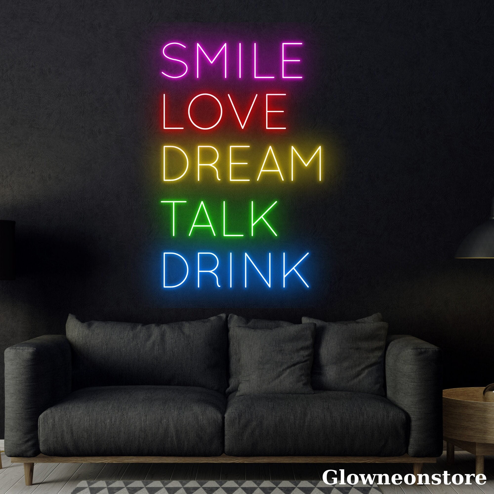 Glowneon Smile Love Dream Talk Drink Neon Sign, Quote Led Sign, Coffee ...