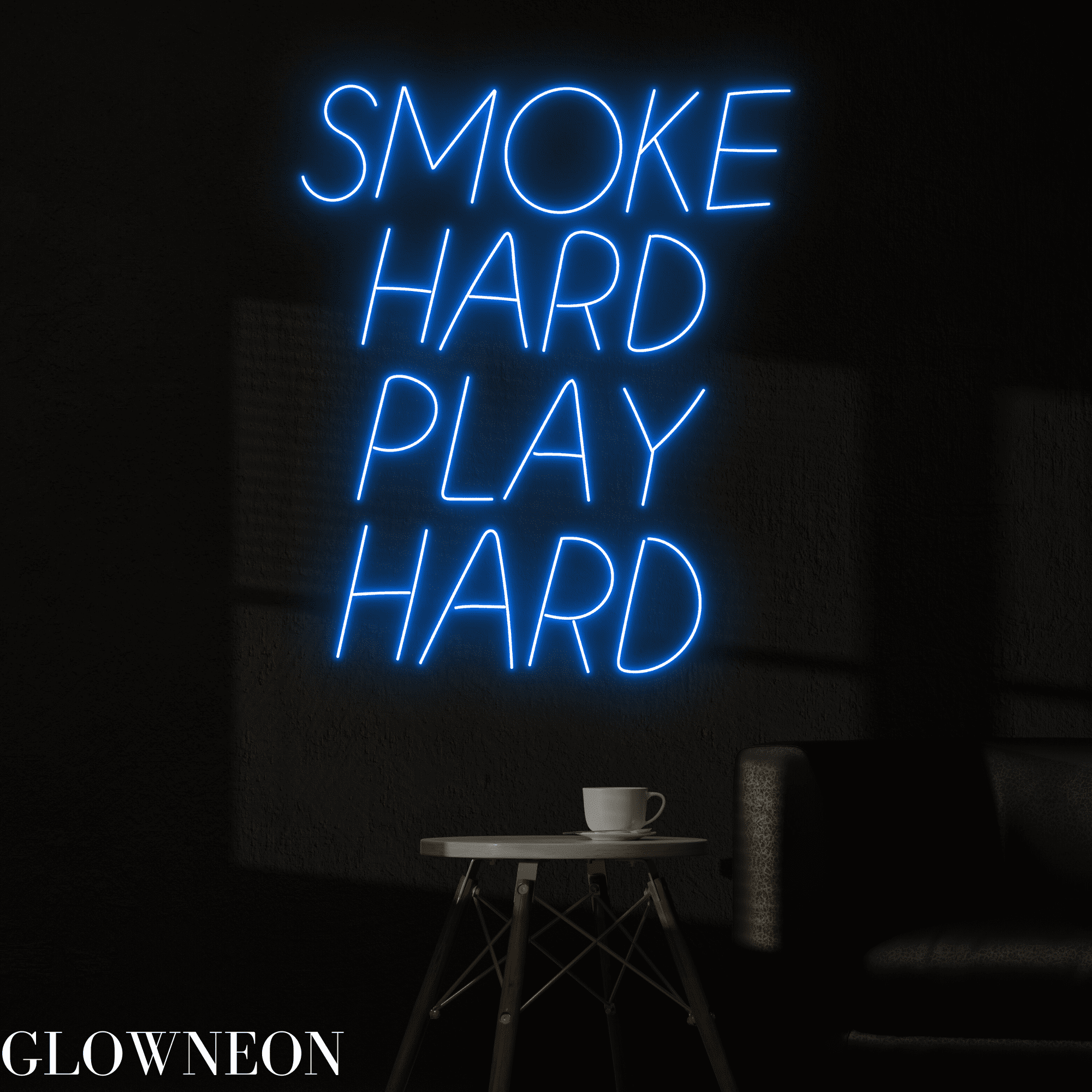 Glowneon Smoke Hard Play Hard Neon Sign, Smoke Led Sign, Bar Pub Sign ...