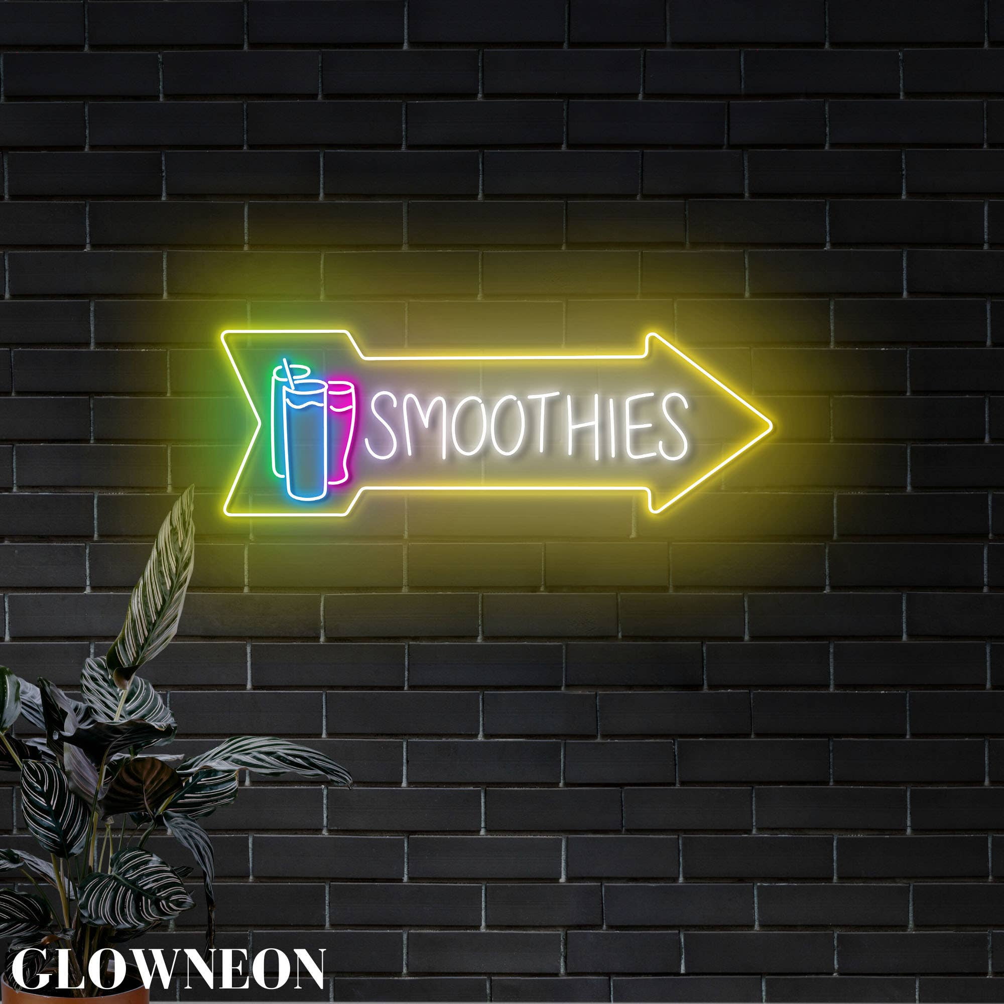 Glowneon Smoothie Arrow Neon Sign For Fruit Smoothie Shop Wall Decor ...