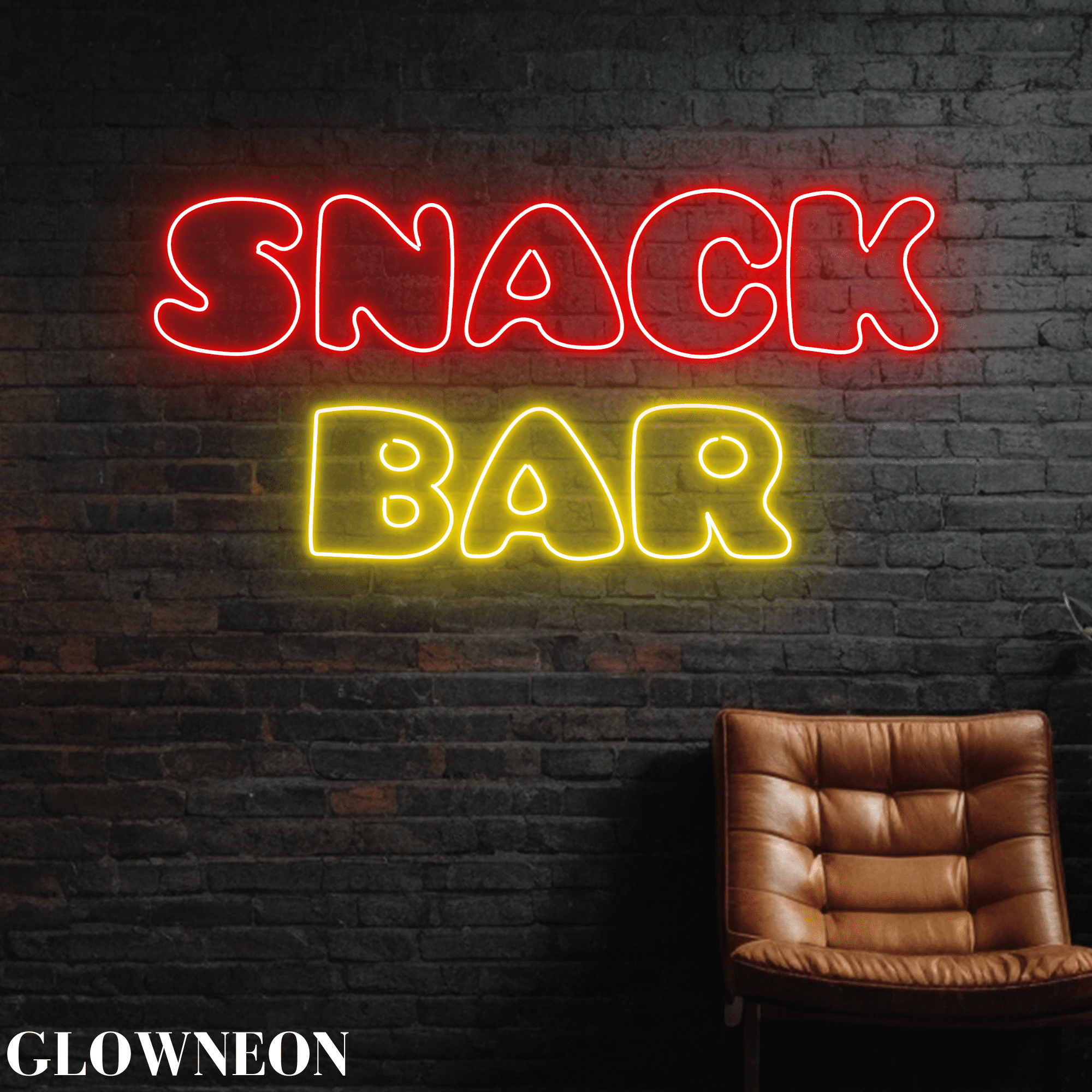 Glowneon Snack Bar Neon Sign, Snack Bar For Grocery & Restaurant Decor ...