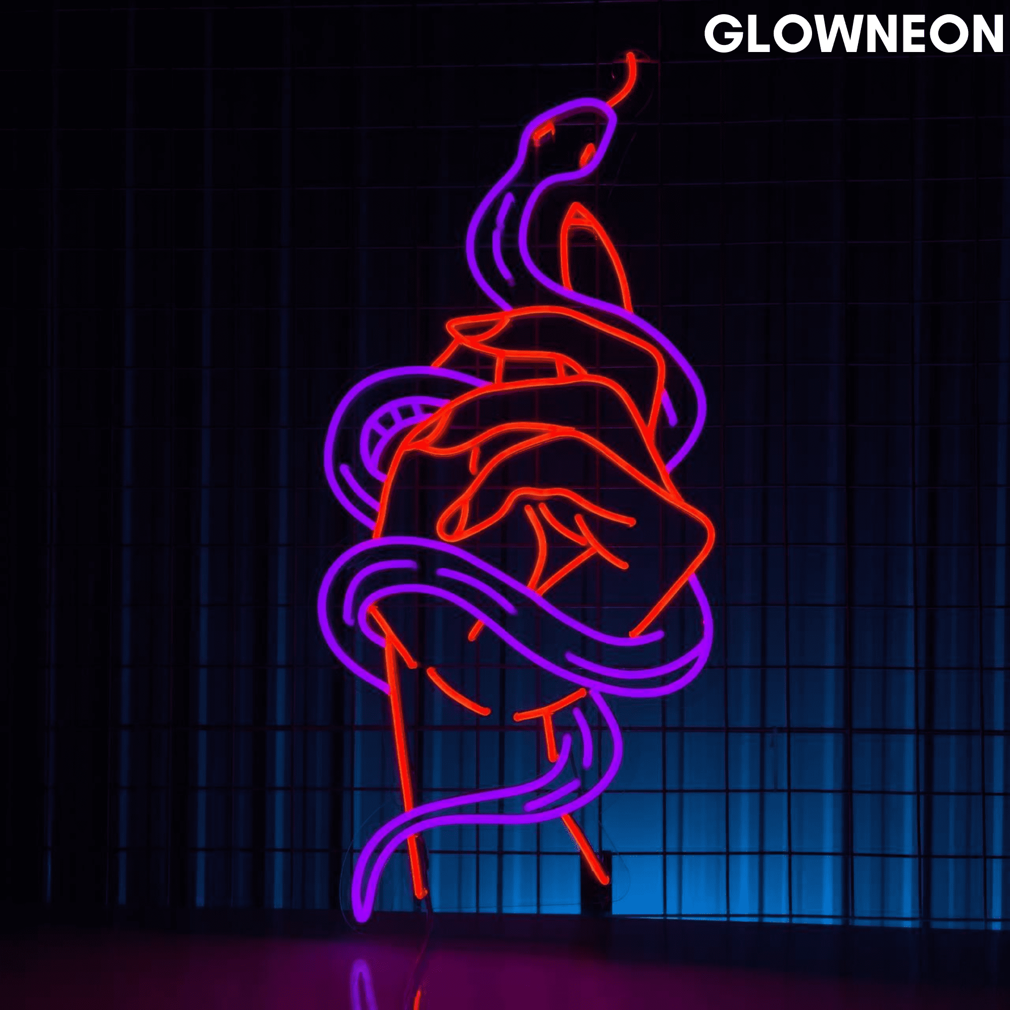 Glowneon Snake Wrapping Hand Neon Sign, Abstract Snake Hand Led Light ...