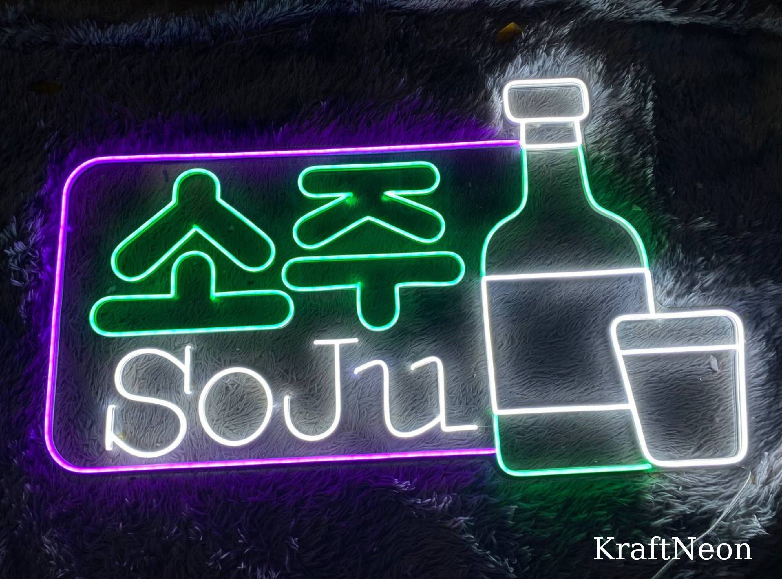Glowneon SoJu Neon Sign, Korea Pub Party Decor, Open Welcome Sign ...