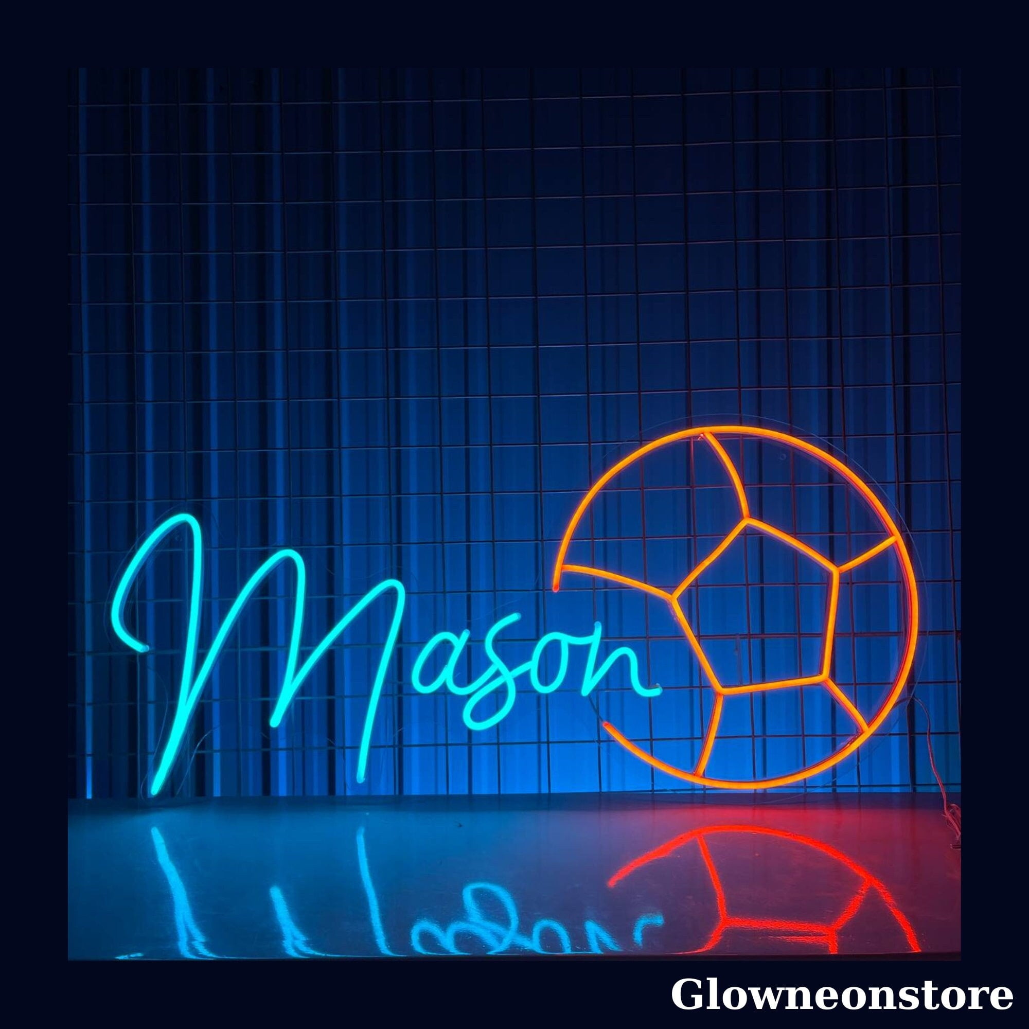 Glowneon Soccer Ball Neon Sign, Soccer Ball LED Sign, Custom Name ...