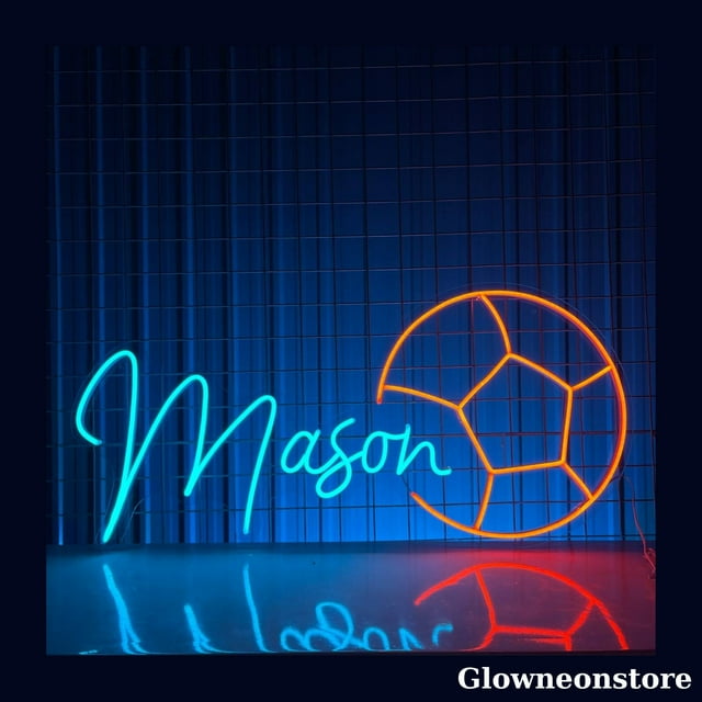 Glowneon Soccer Ball Neon Sign, Soccer Ball LED Sign, Custom Name ...