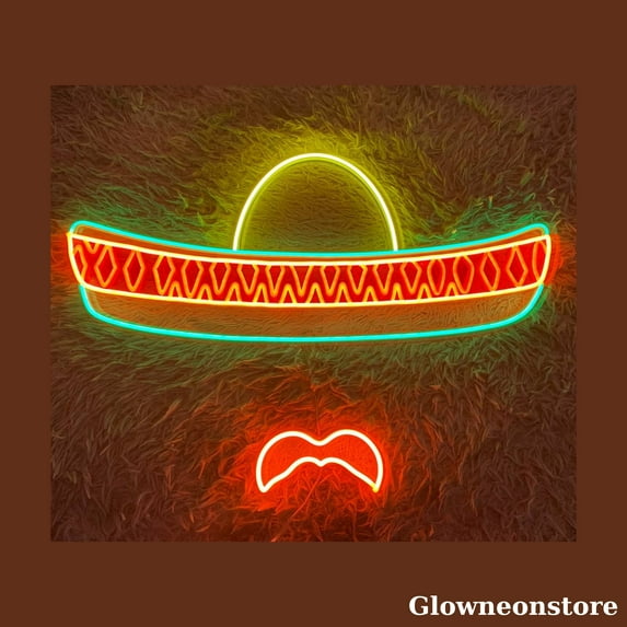 Glowneon Sombrero Neon Sign, Sombrero Led Sign, Cool Mexican Wall Art ...
