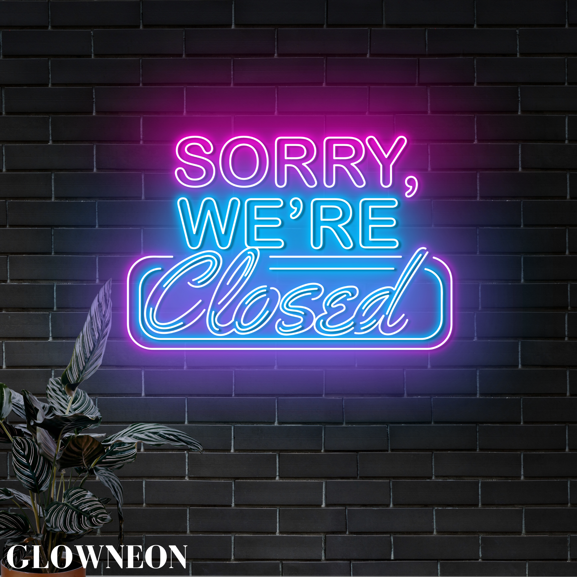 Glowneon Sorry We're Closed Neon Sign, Wall Decor Sign For Store Shop ...