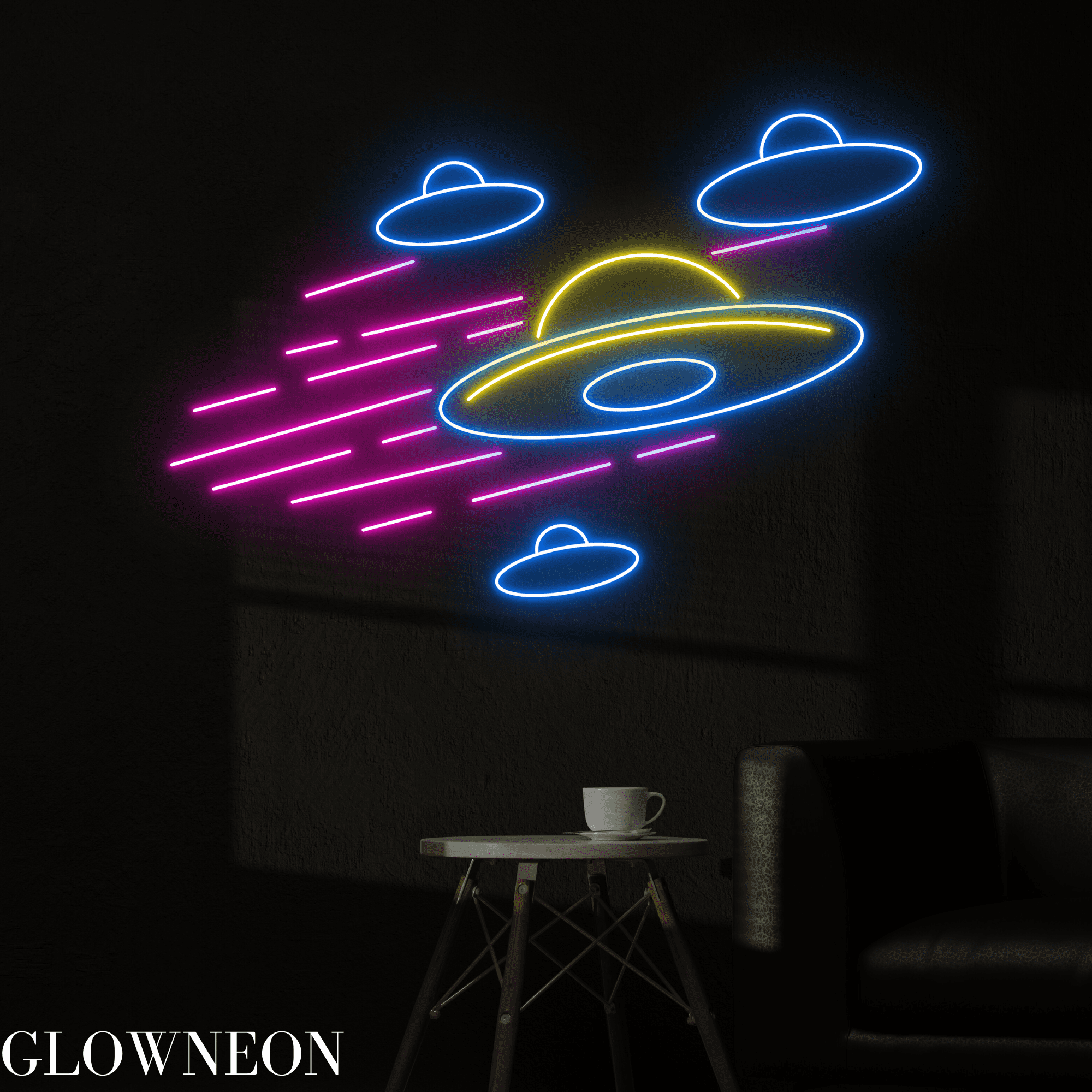 Glowneon Space UFO Neon Sign, Spaceship Led Sign, UFO Bedroom Decor ...