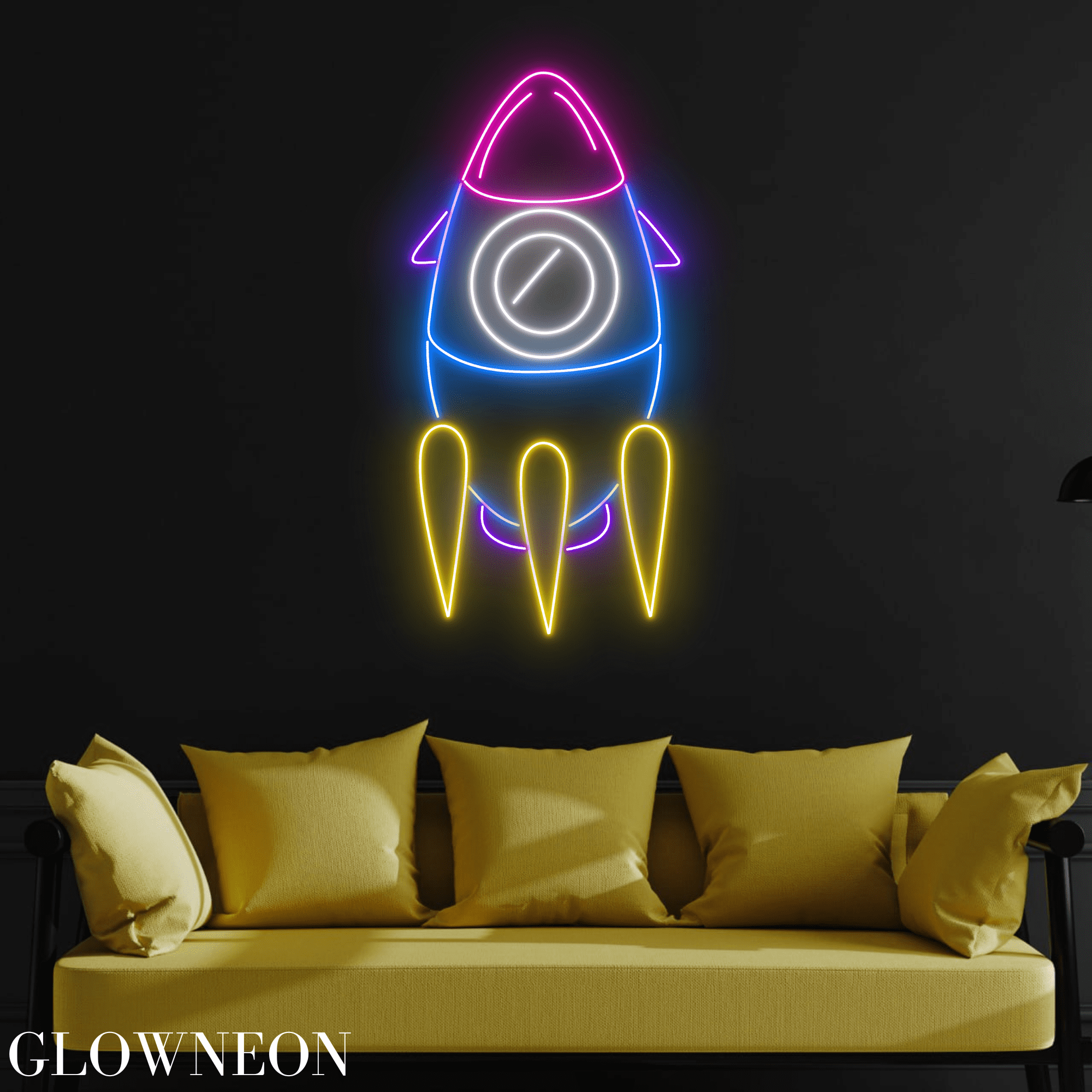 Glowneon Spaceship Rocket Neon Signs, Wall Decor, Kids Room Led Light ...
