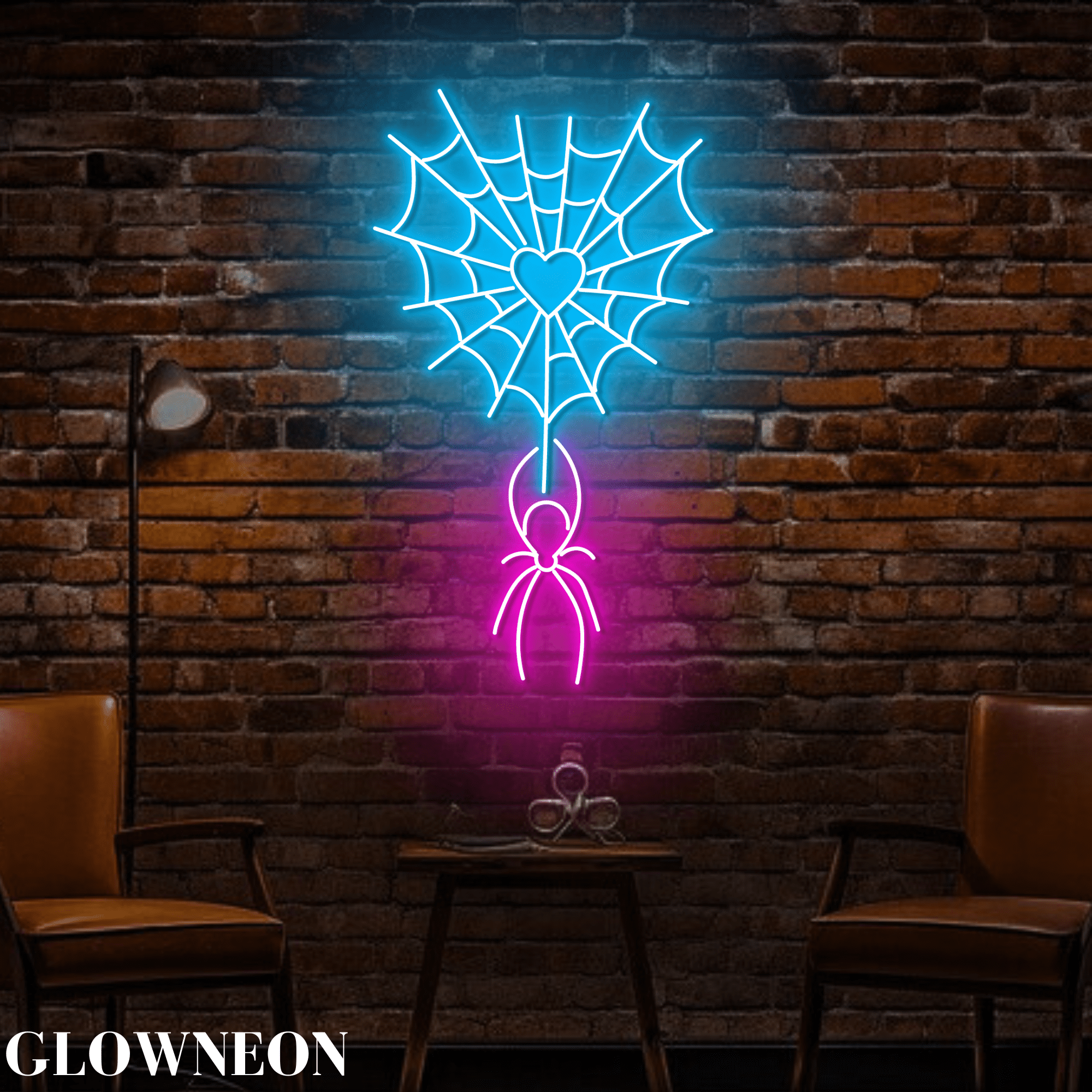Glowneon Spiderweb Led Wall Art, Spider Neon Sign, Halloween Wall Art ...