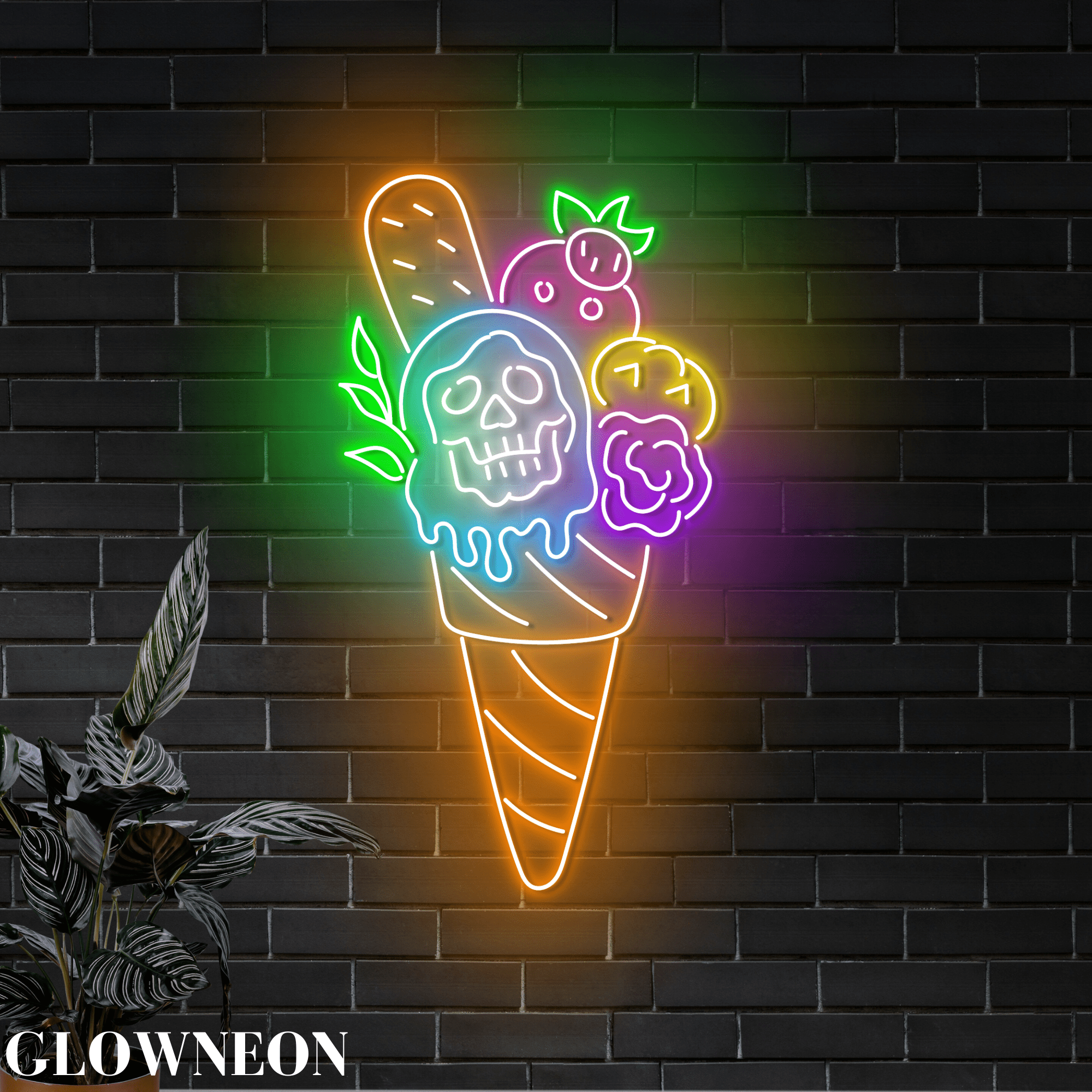 Glowneon Spooky Ice Cream Neon Sign For Halloween Decor, Gelato Sign ...
