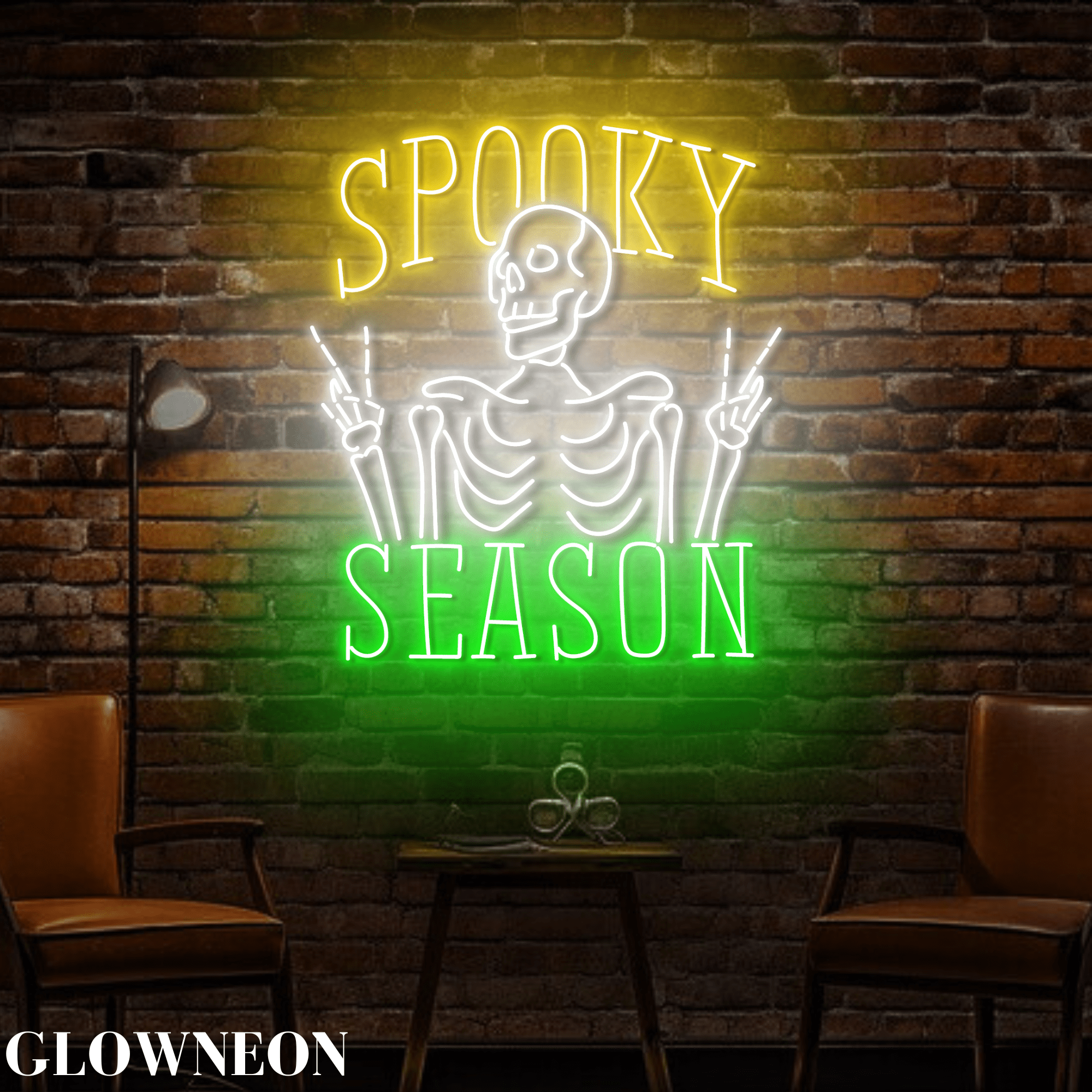 Glowneon Spooky Season Skeleton Wall Led Light, Halloween Wall Decor ...