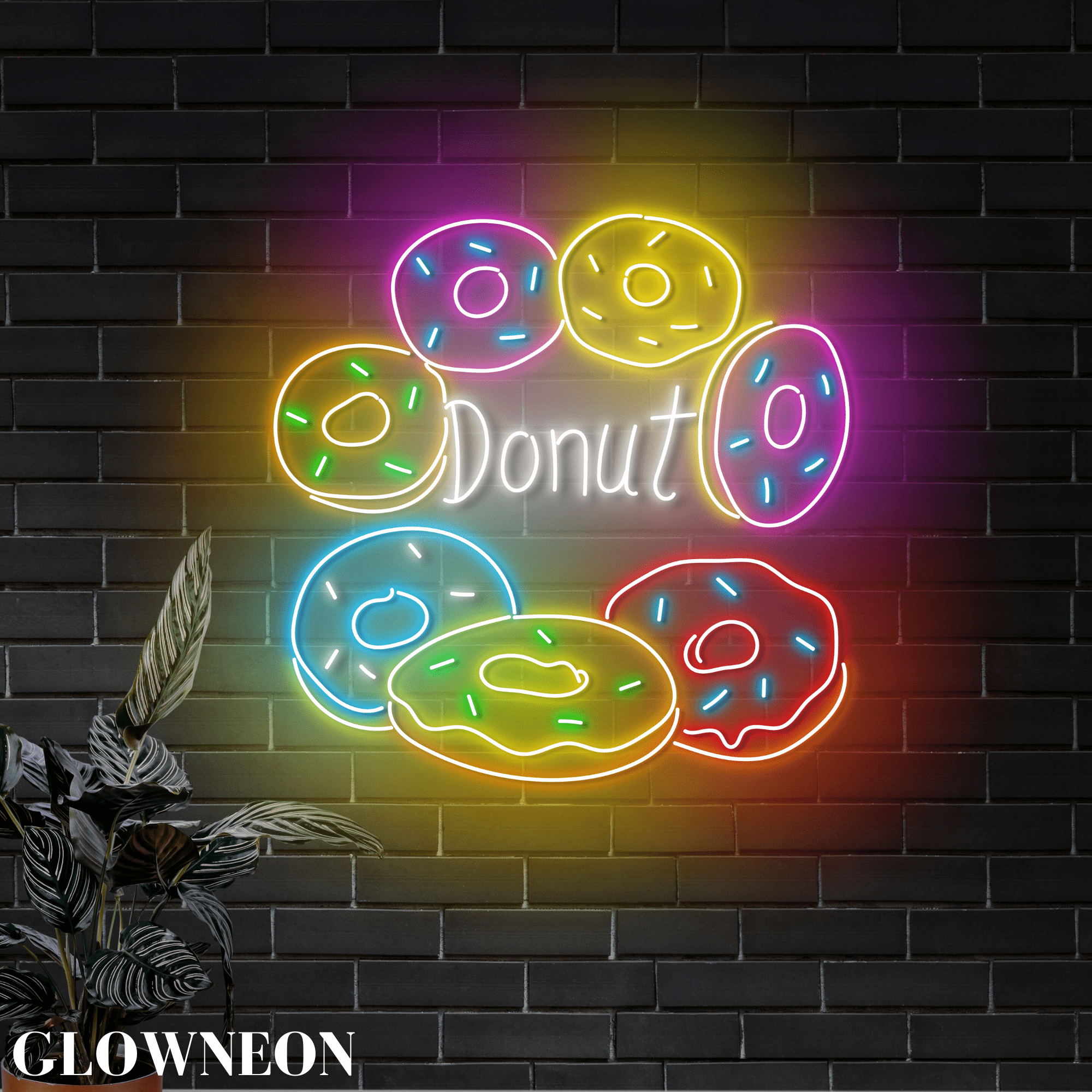 Glowneon Sprinkles Donut Neon Wall Art, Donut Cake Bakery Shop Decor ...