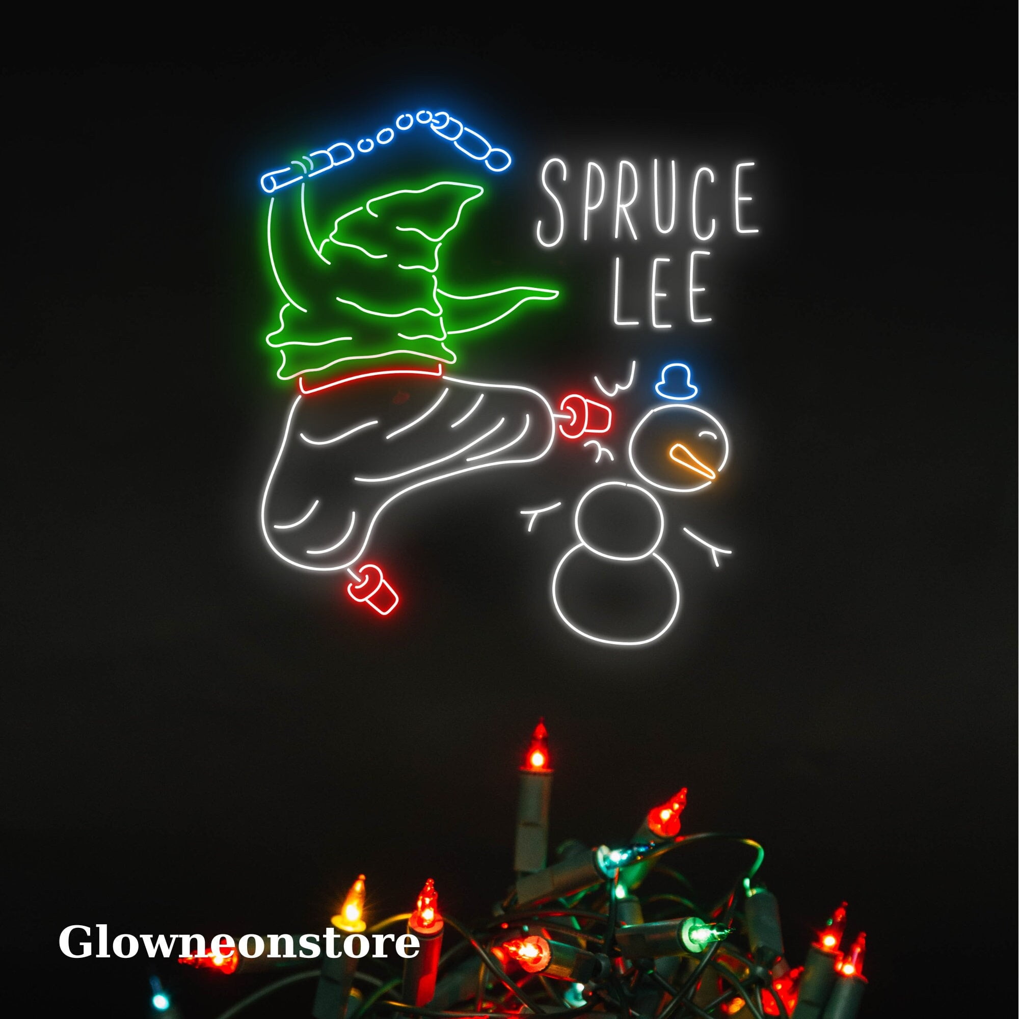 Glowneon Spruce Lee Funny Christmas Tree Neon Sign, Spruce Lee Led Sign ...