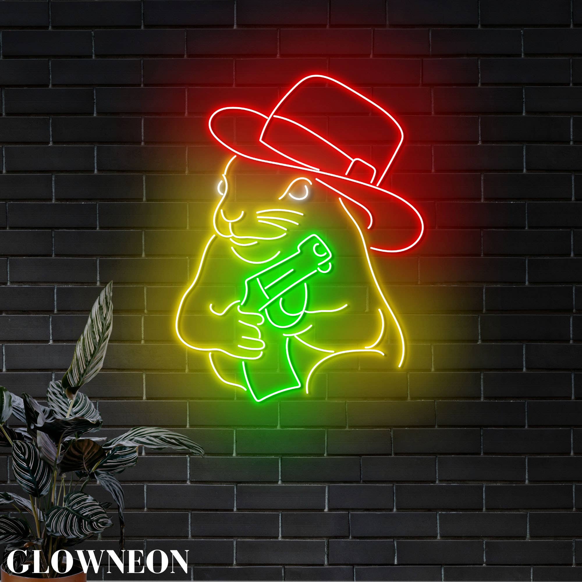 Glowneon Squirrel Cowboy Led Lights For Western Cowboy Bar Wall Decor ...