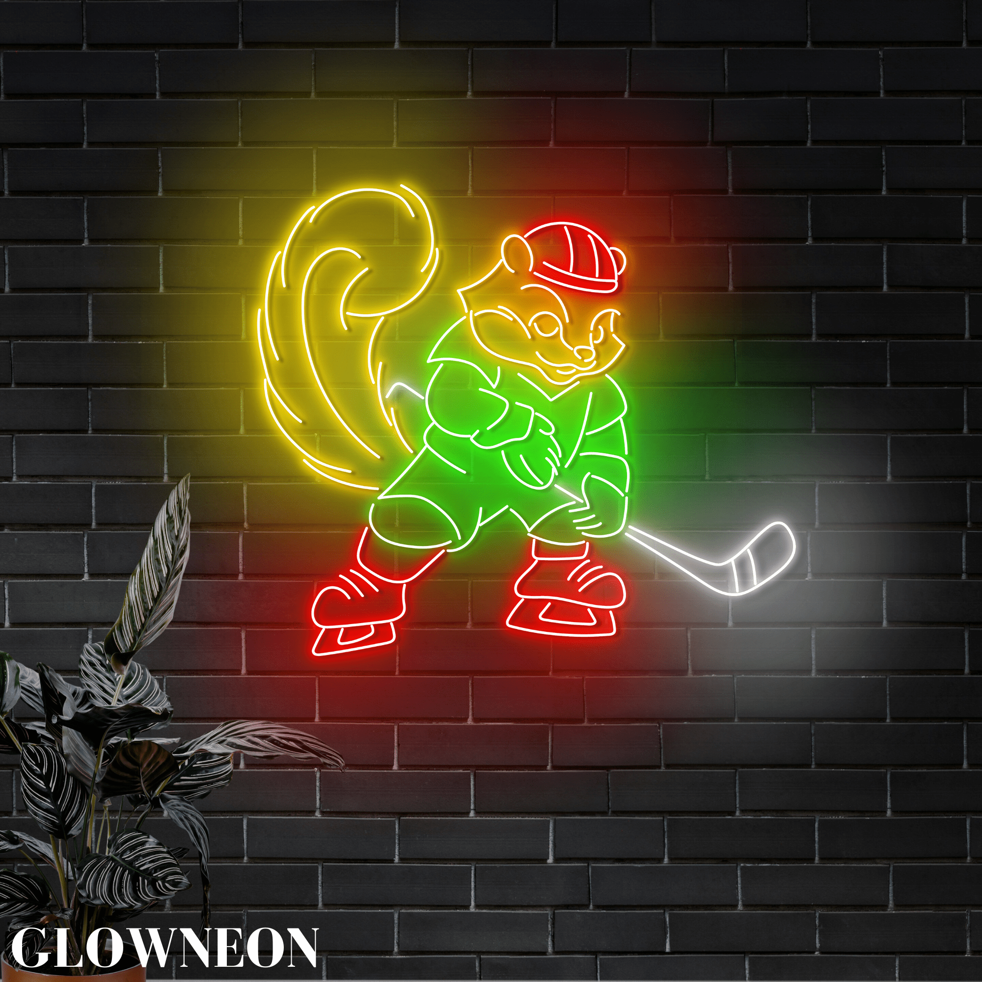 Glowneon Squirrel Hockey Player Neon Sign, Ice Hockey Club Wall Decor ...