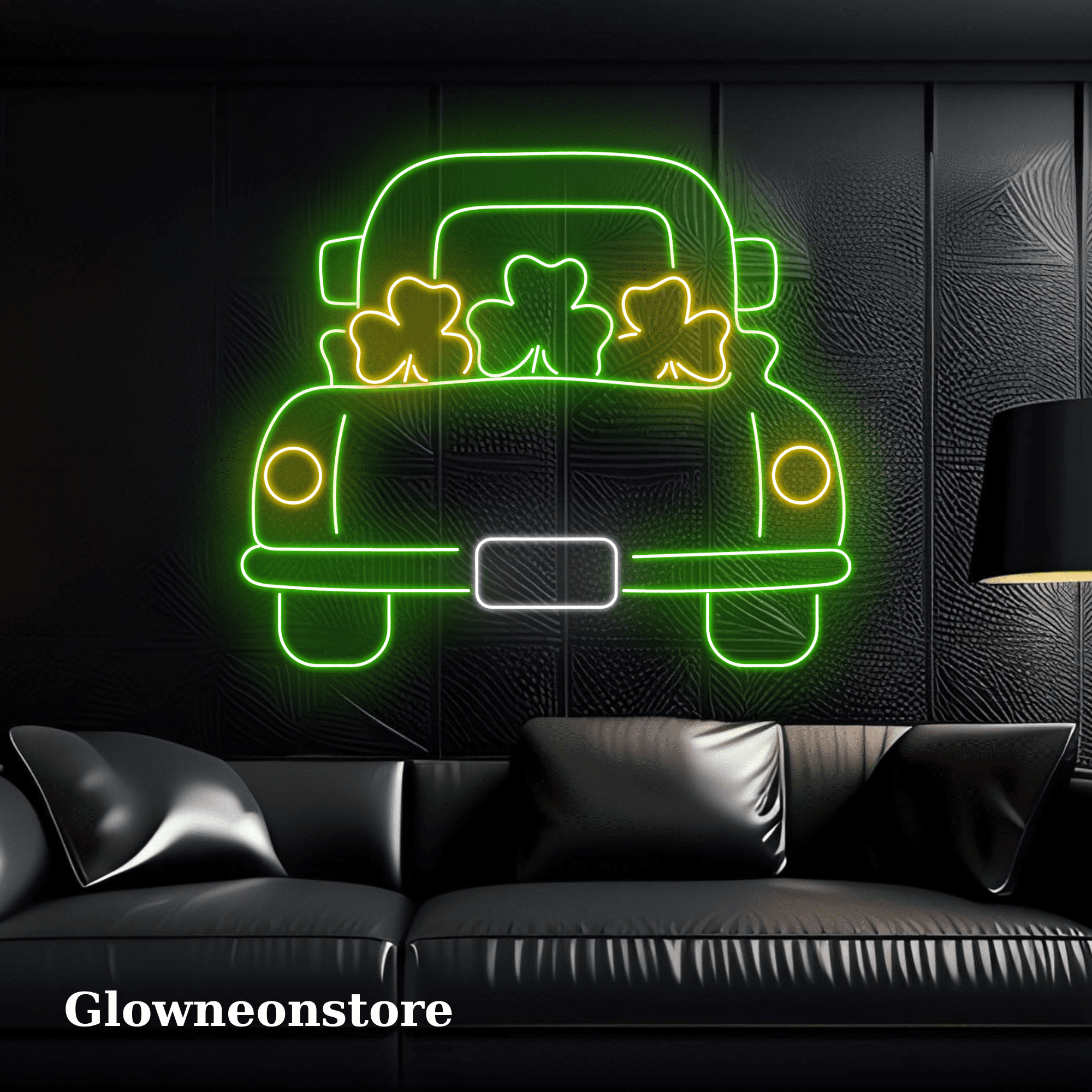 Glowneon St Patrick's Day Truck Neon Sign, Shamrock Truck Led Decor ...