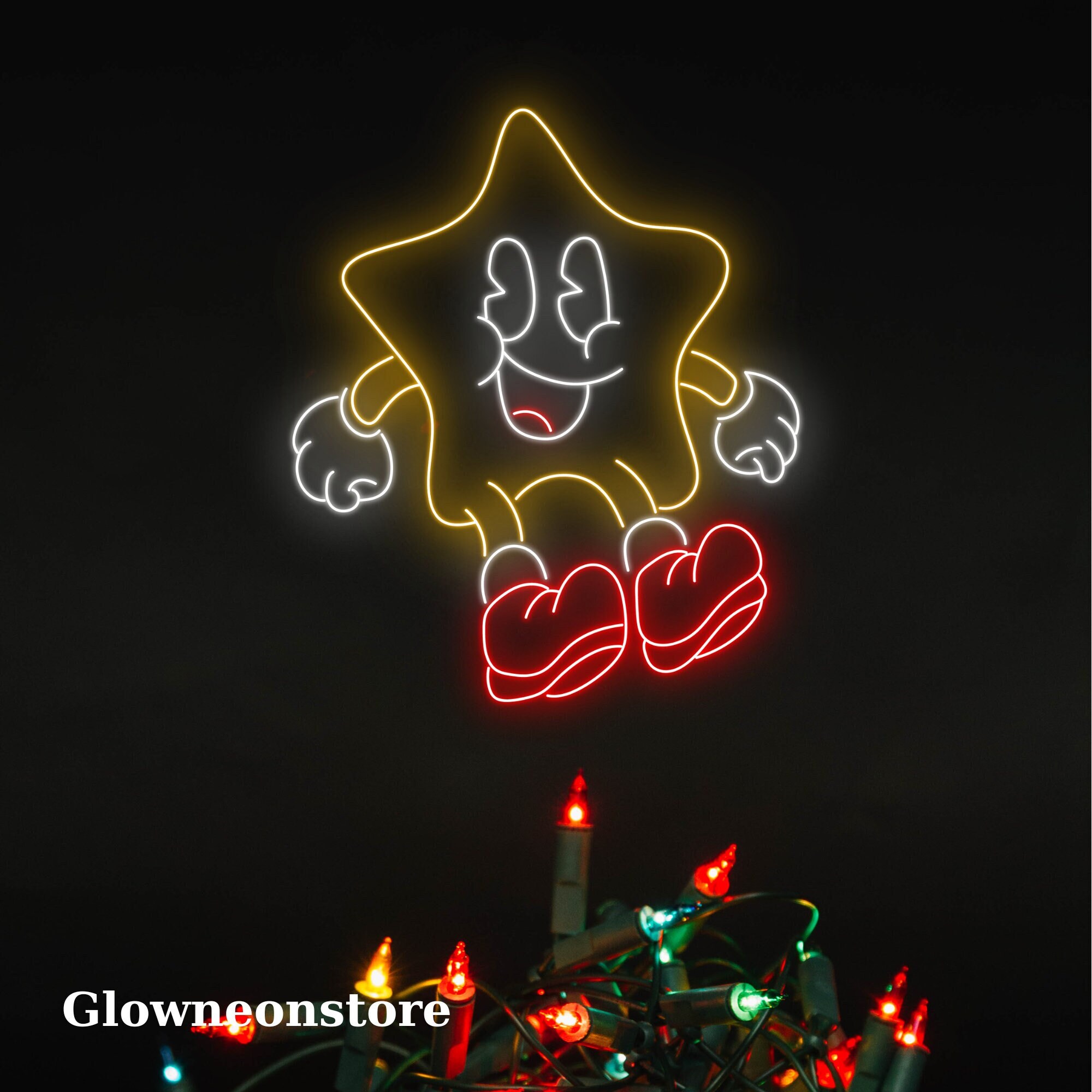 Glowneon Star Cartoon Neon Sign, Star Light Decoration, Anime Neon Wall ...