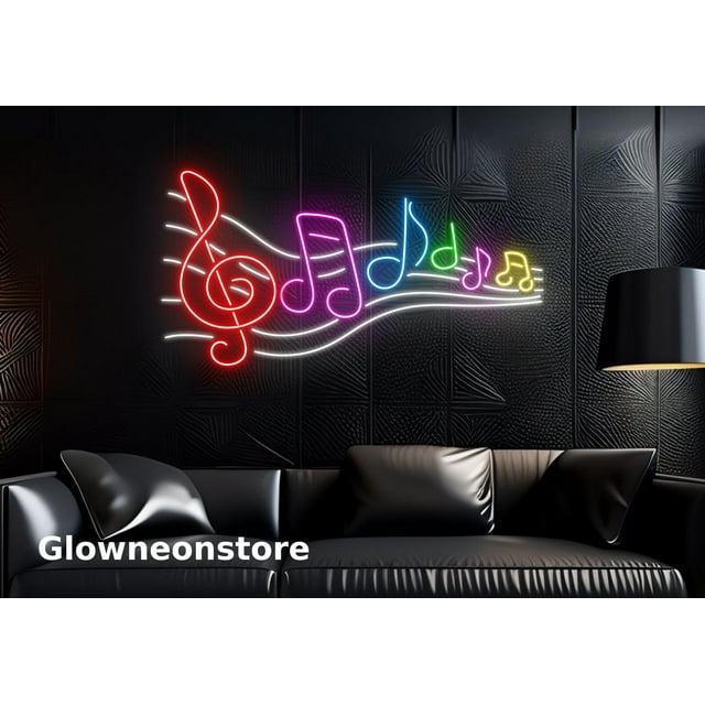 Glowneon Stave Music Neon Sign, Staff Music Led Light, Musical Note Led ...