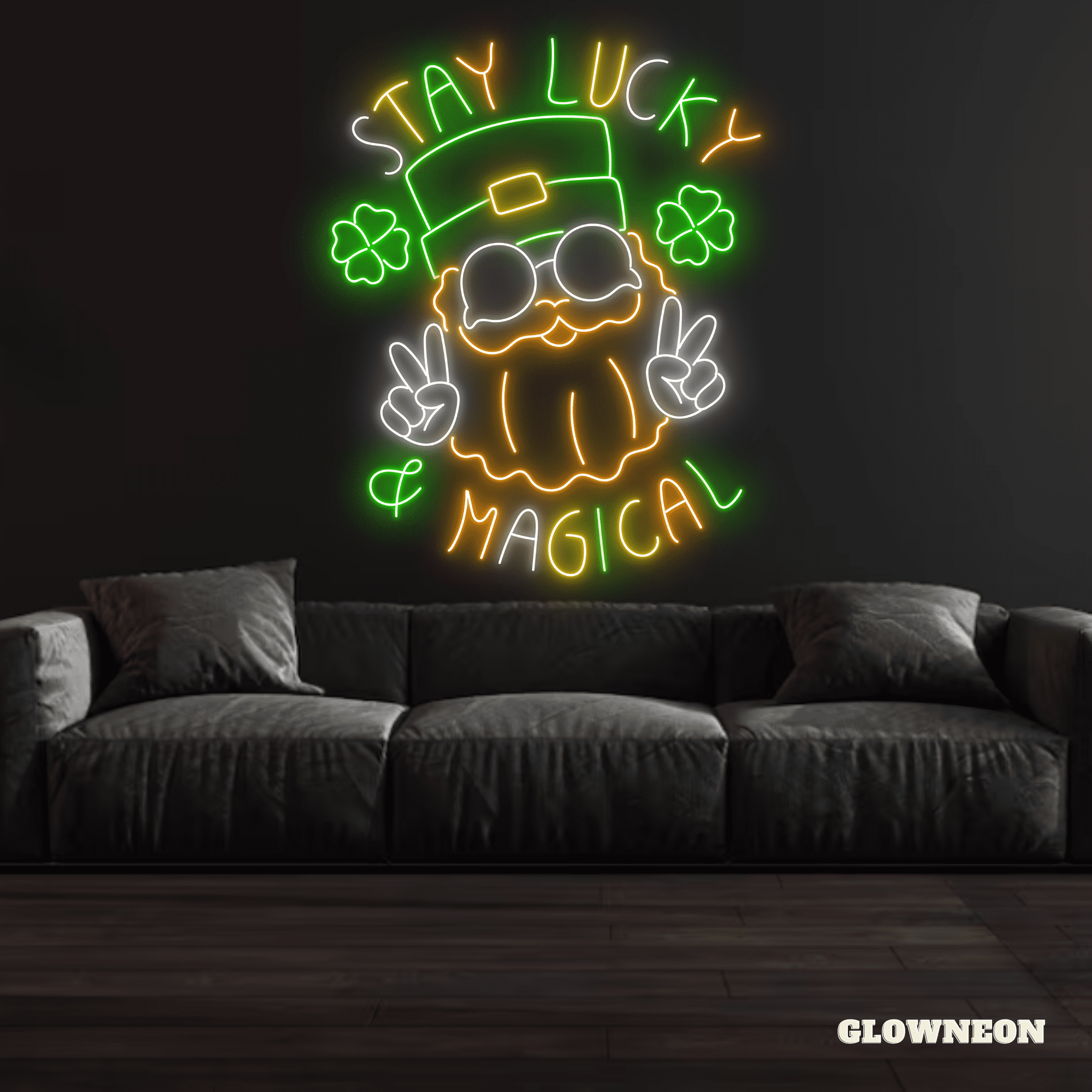 Glowneon Stay Lucky & Magical Neon Sign, Saint Patrick's Day Decor ...