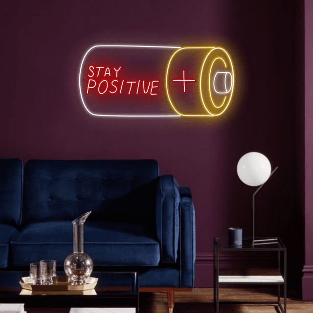 Glowneon Stay Positive Neon Sign, Motivation Quote Office Decor ...