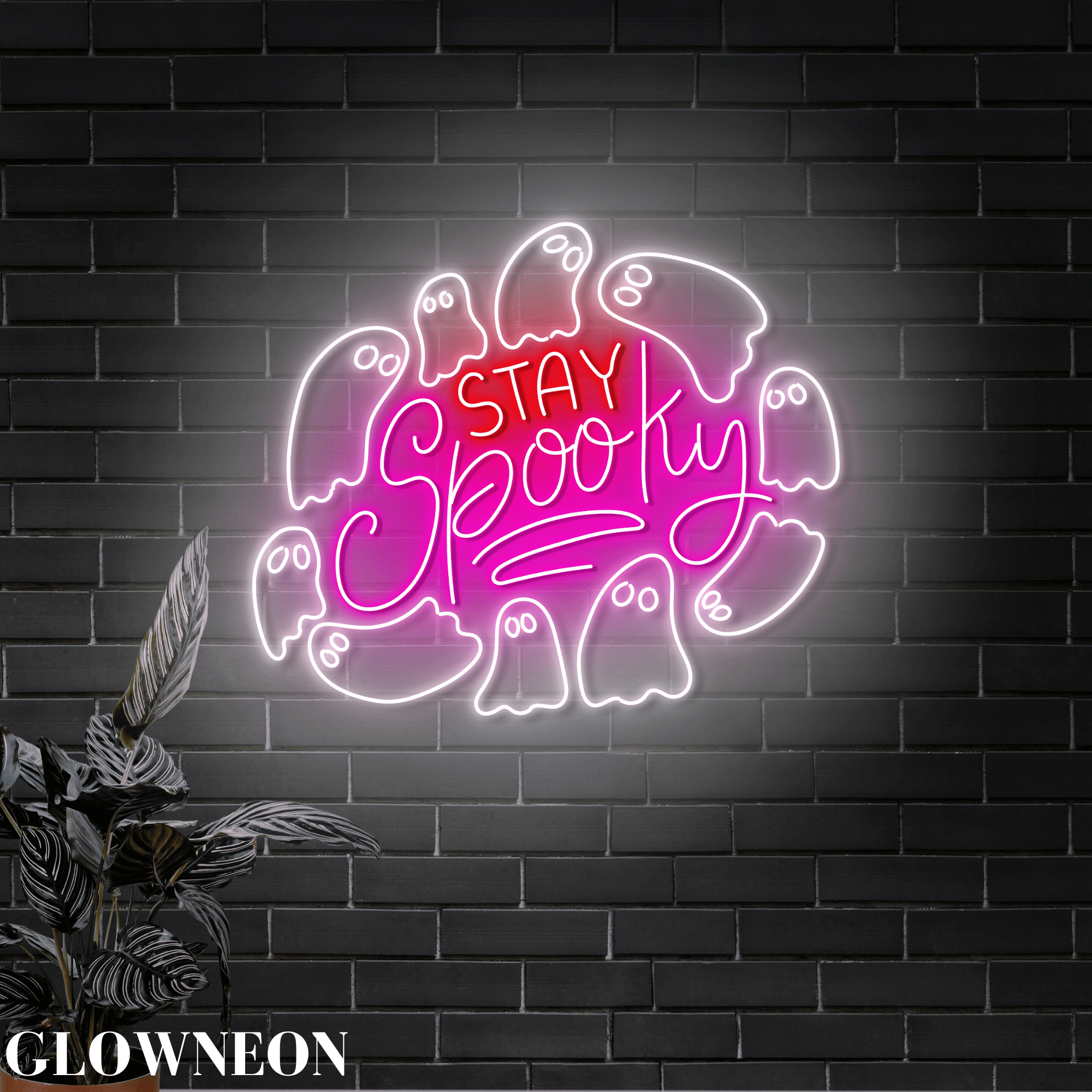 Glowneon Stay Spooky Ghost Led Light, Spooky Halloween Neon Wall Art ...