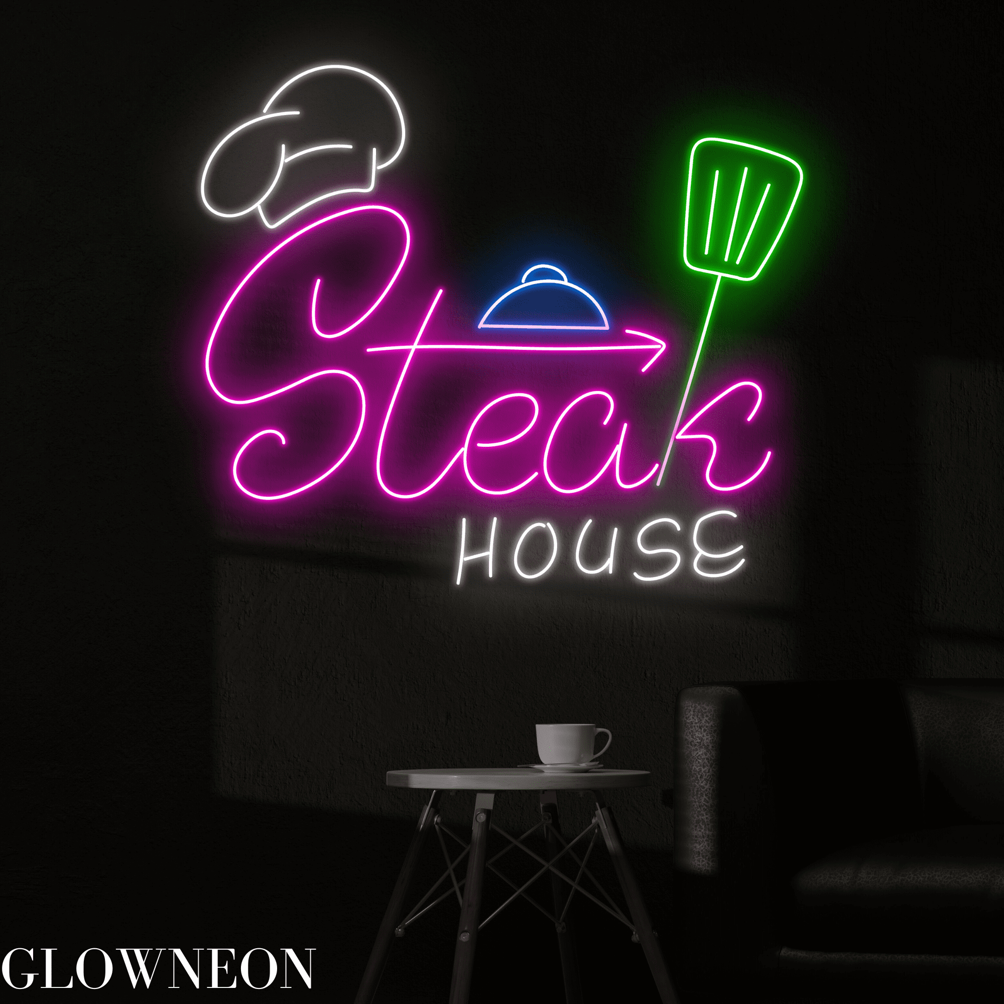Glowneon Steak House Neon Sign, BBQ Restaurant Led Sign, Grill Decor ...
