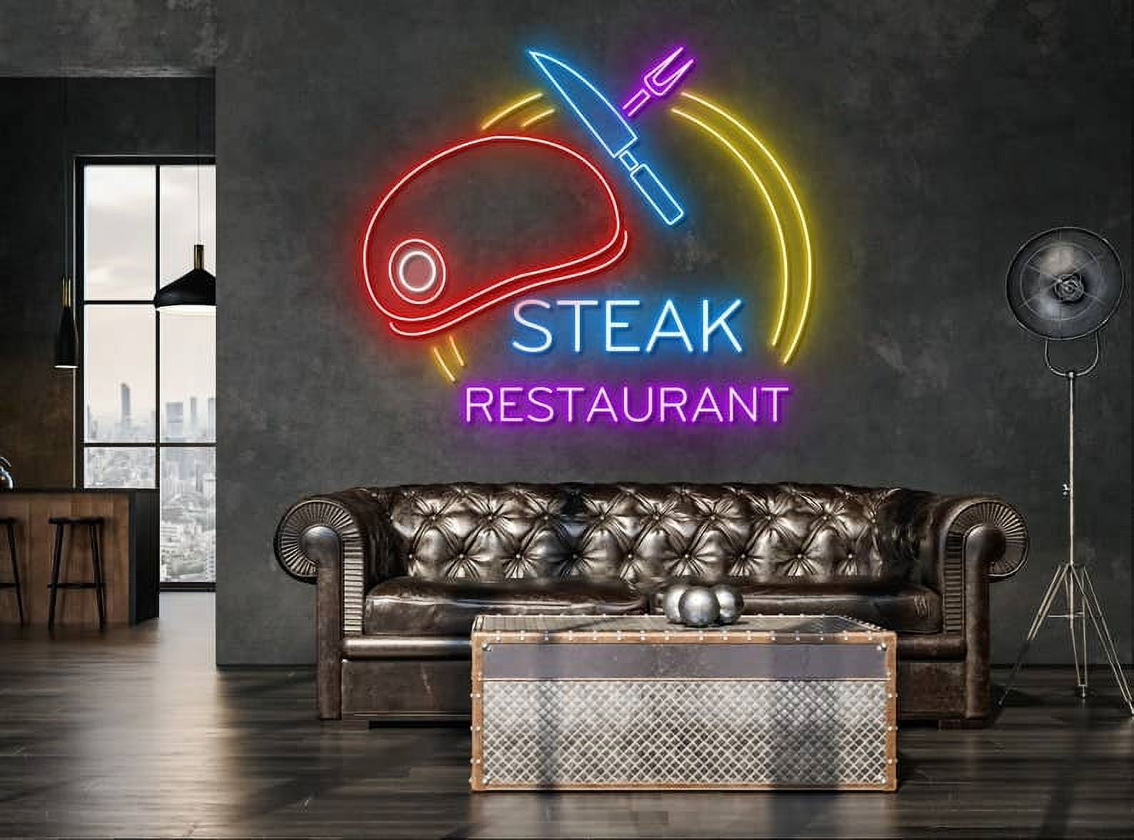 Glowneon Steak Neon Sign, Steak BBQ Restaurant Signboard, Wall Decor ...