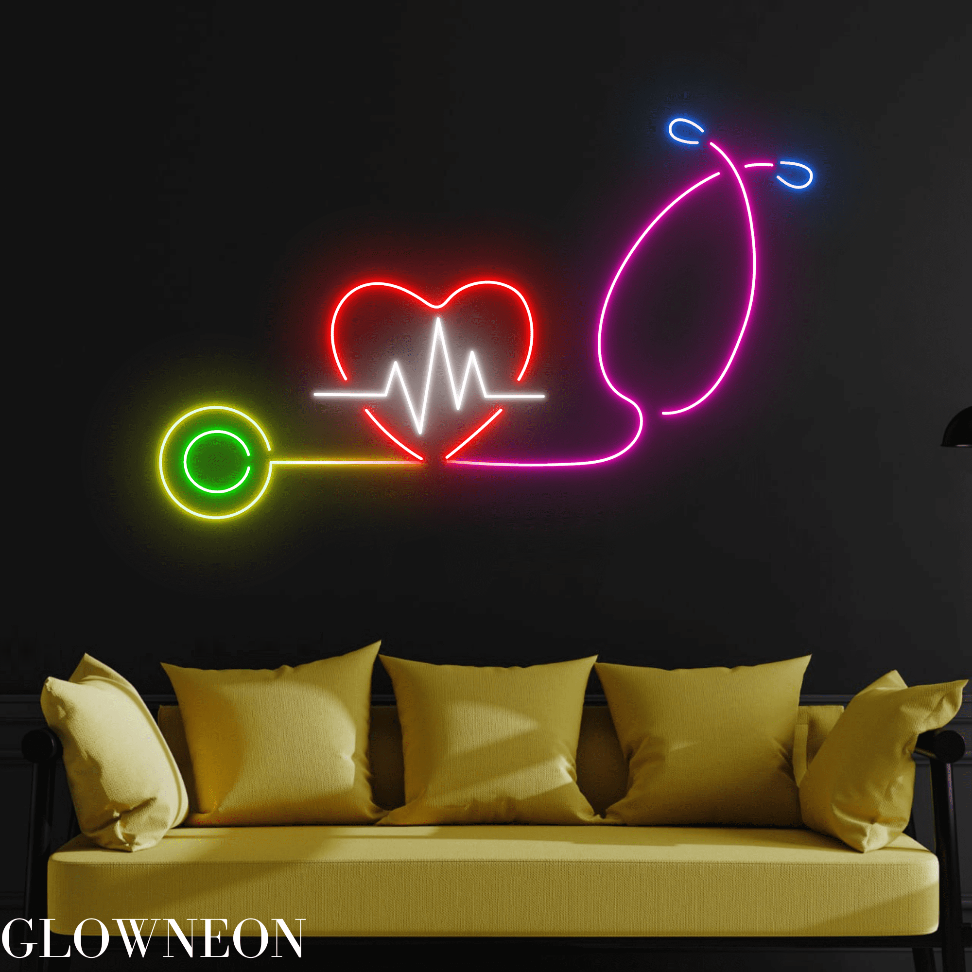 Glowneon Stethoscope Neon Sign, Doctor Clinic Led Sign, Hospital Sign ...