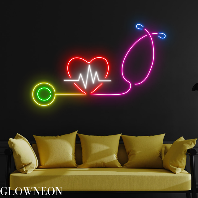 Glowneon Stethoscope Neon Sign, Doctor Clinic Led Sign, Hospital Sign ...