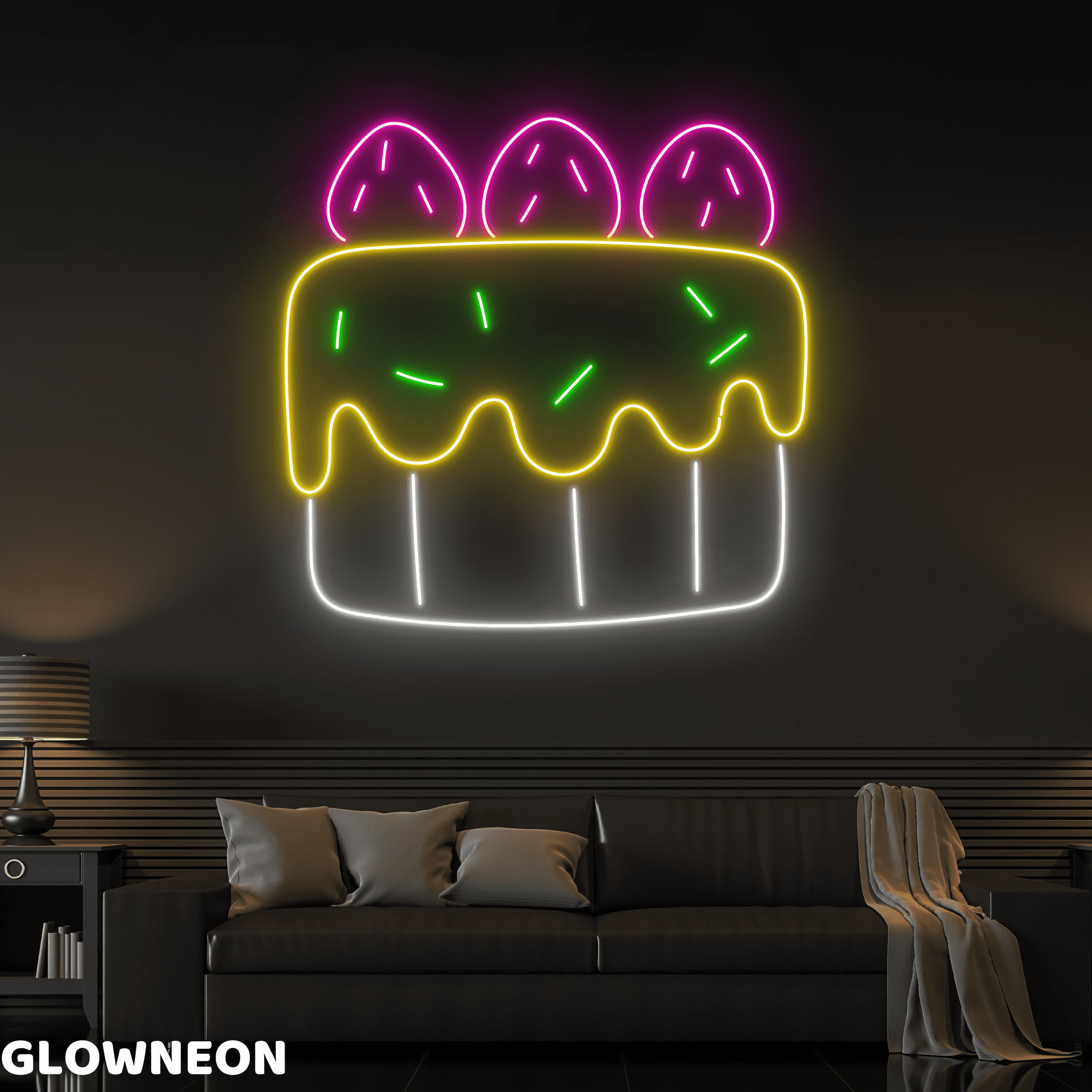 Glowneon Strawberry Cake Neon Sign, Cake Led Sign, Cake Bakery Decor ...