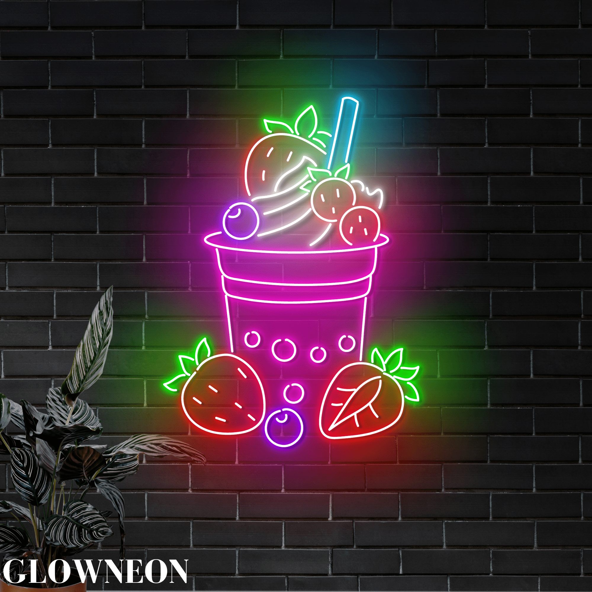 Glowneon Strawberry Juice Led Sign, Juice Shop Decor, Juice Bar Sign ...