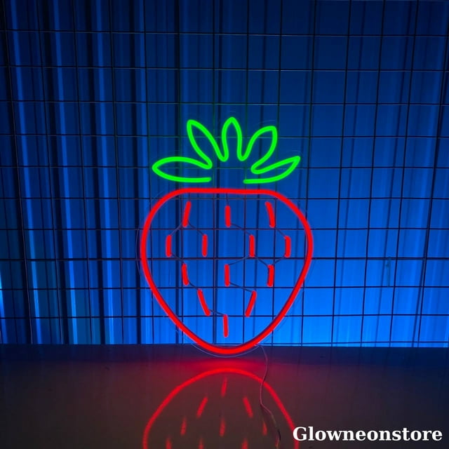Glowneon Strawberry Neon Sign, Strawberry LED Sign, Fruit Shop Decor ...