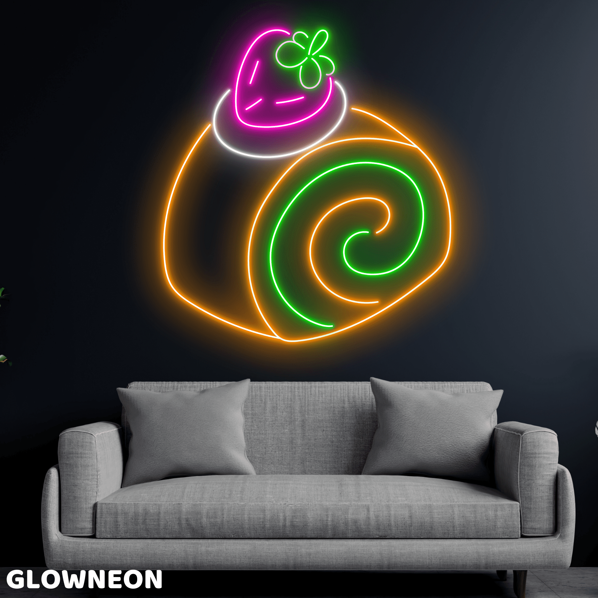 Glowneon Strawberry Roll Cake Neon Sign, Cake Led Sign, Bakery Decor ...