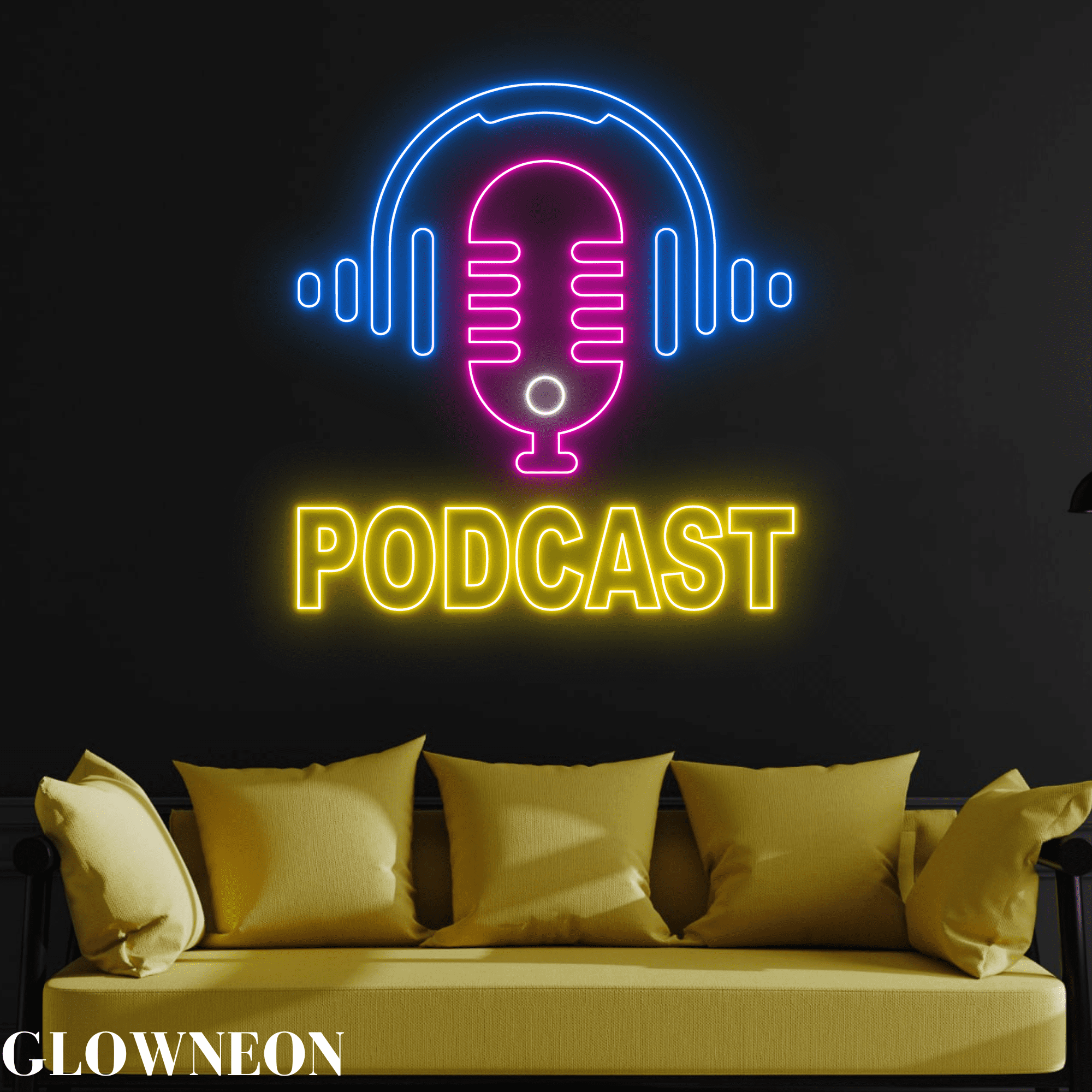 Glowneon Streamer Room Wall Decoration With Podcast Neon Led Lights ...